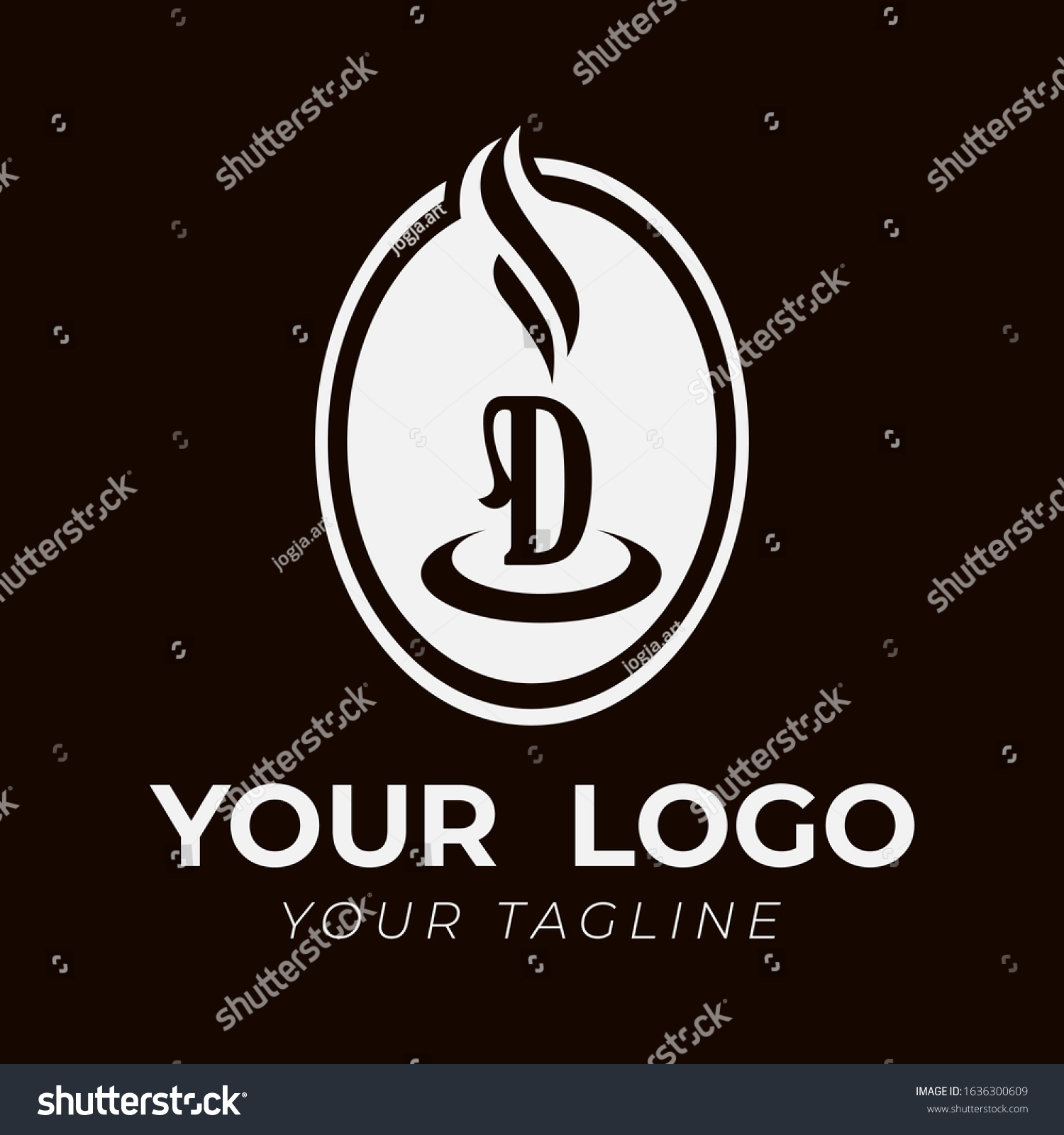 D Alphabet Initial Circle Coffee Logo Stock Vector (Royalty Free ...