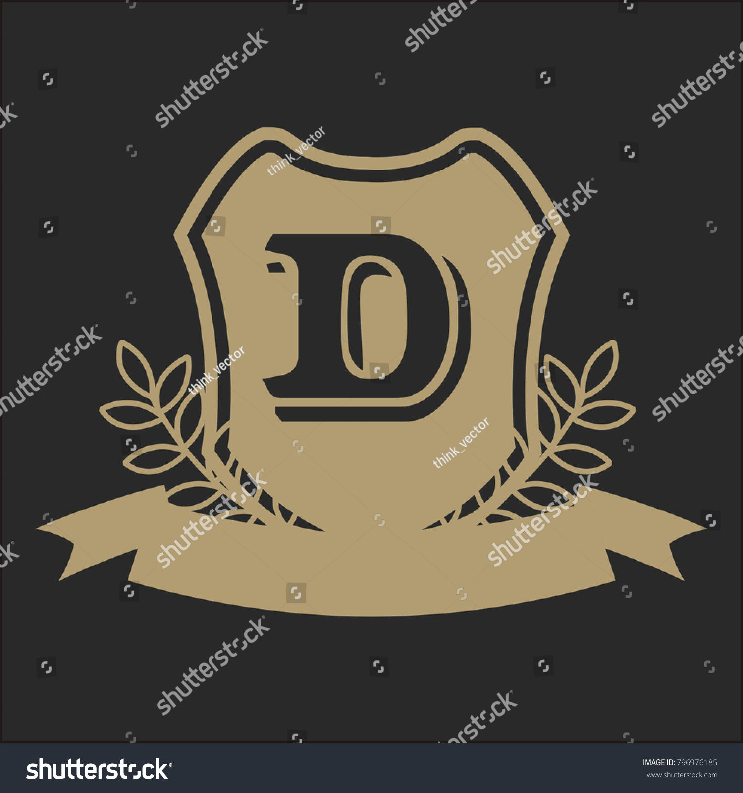 D Alphabet Initials Crest Emblem Logo Stock Vector (Royalty Free ...