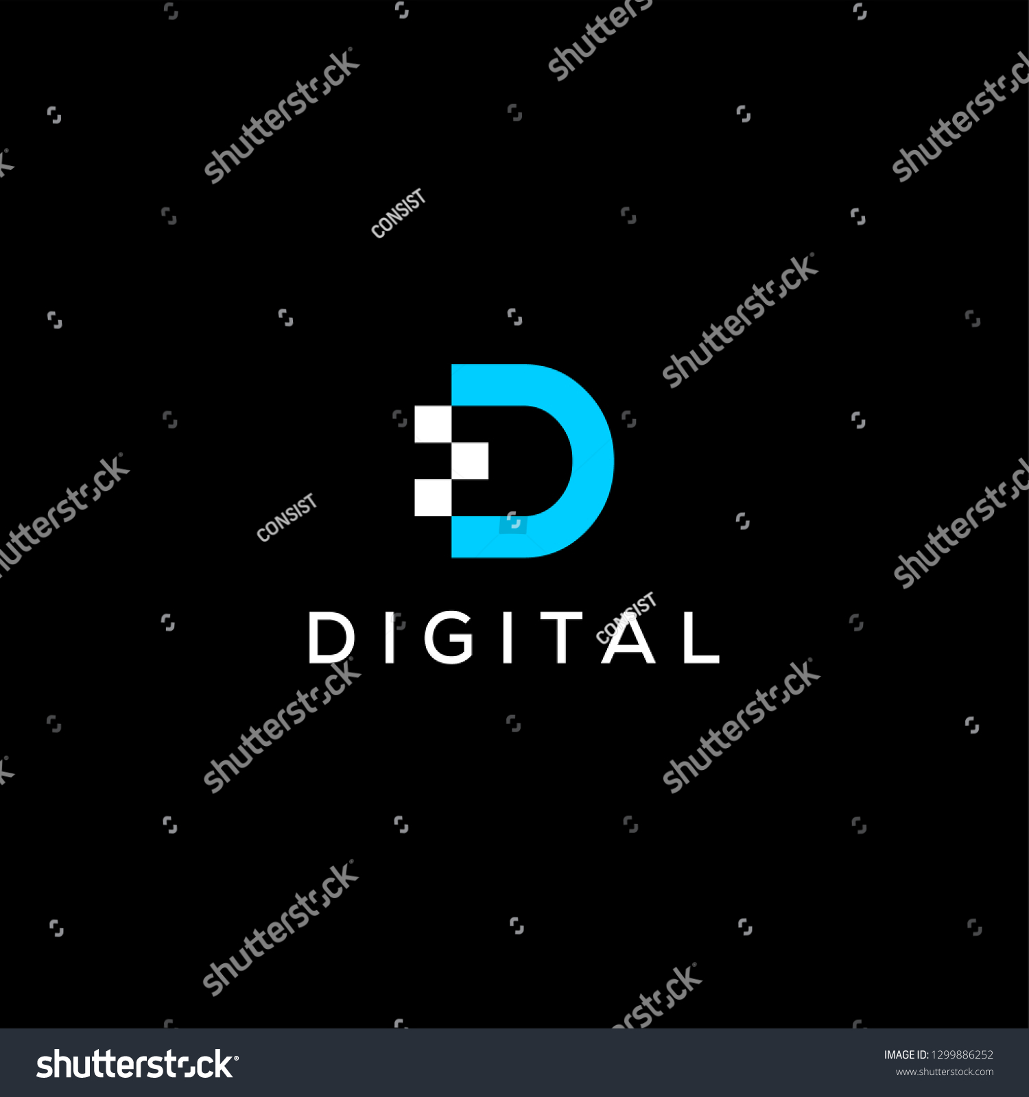 D Digital Logo Design Stock Vector (Royalty Free) 1299886252