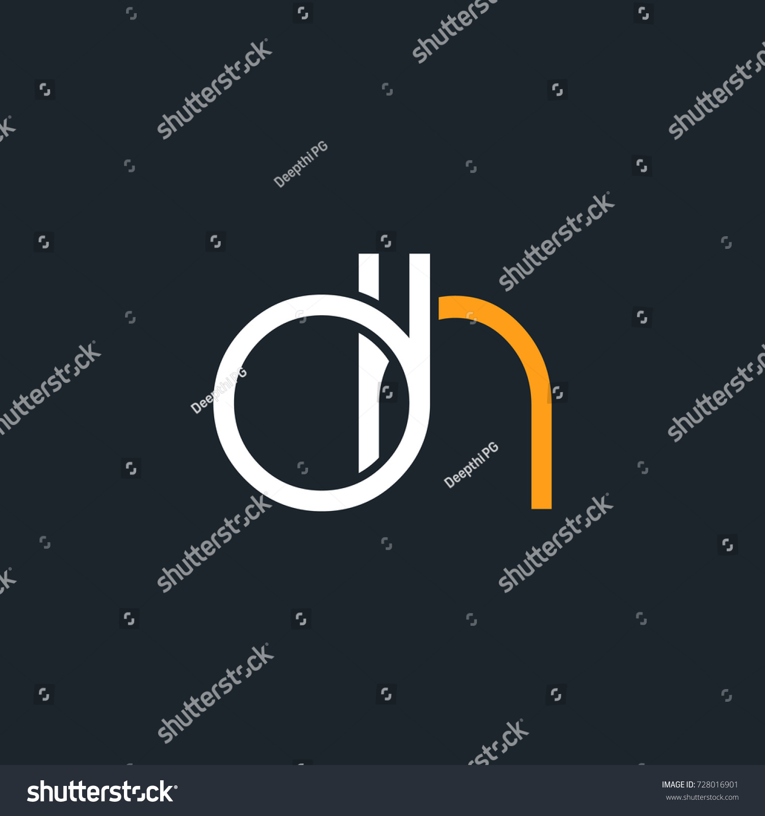 D H Double Letter Logo Rounded Stock Vector (Royalty Free) 728016901