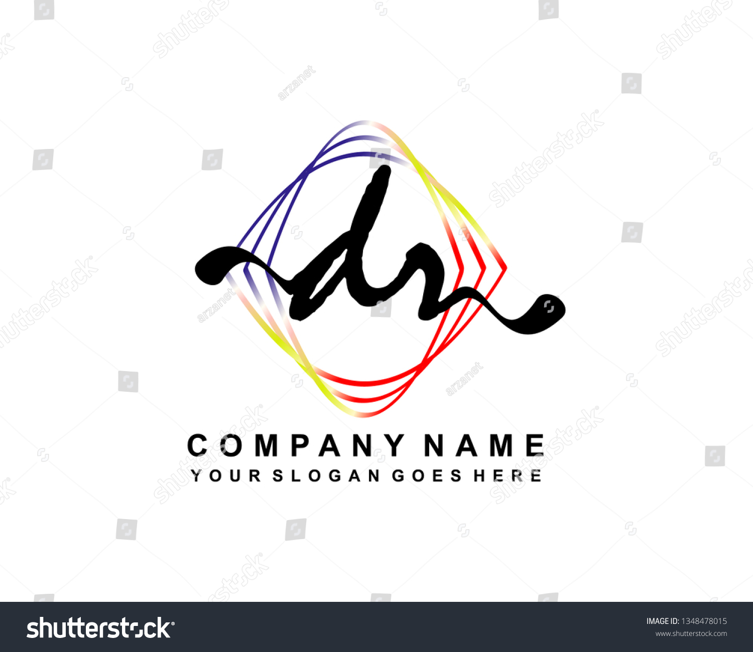 D R Initial Handwriting Logo Template Stock Vector (Royalty Free ...