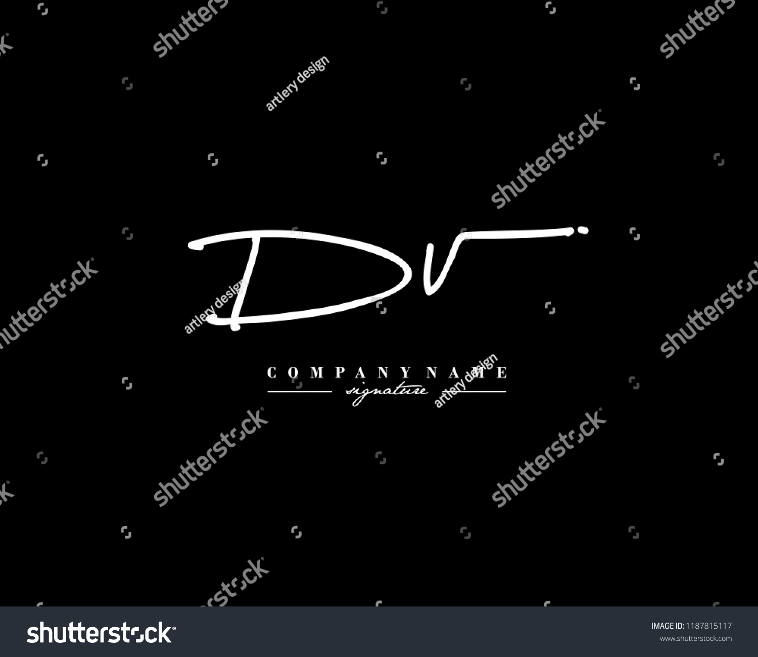 D V Dv Signature Initial Logo Stock Vector (Royalty Free) 1187815117