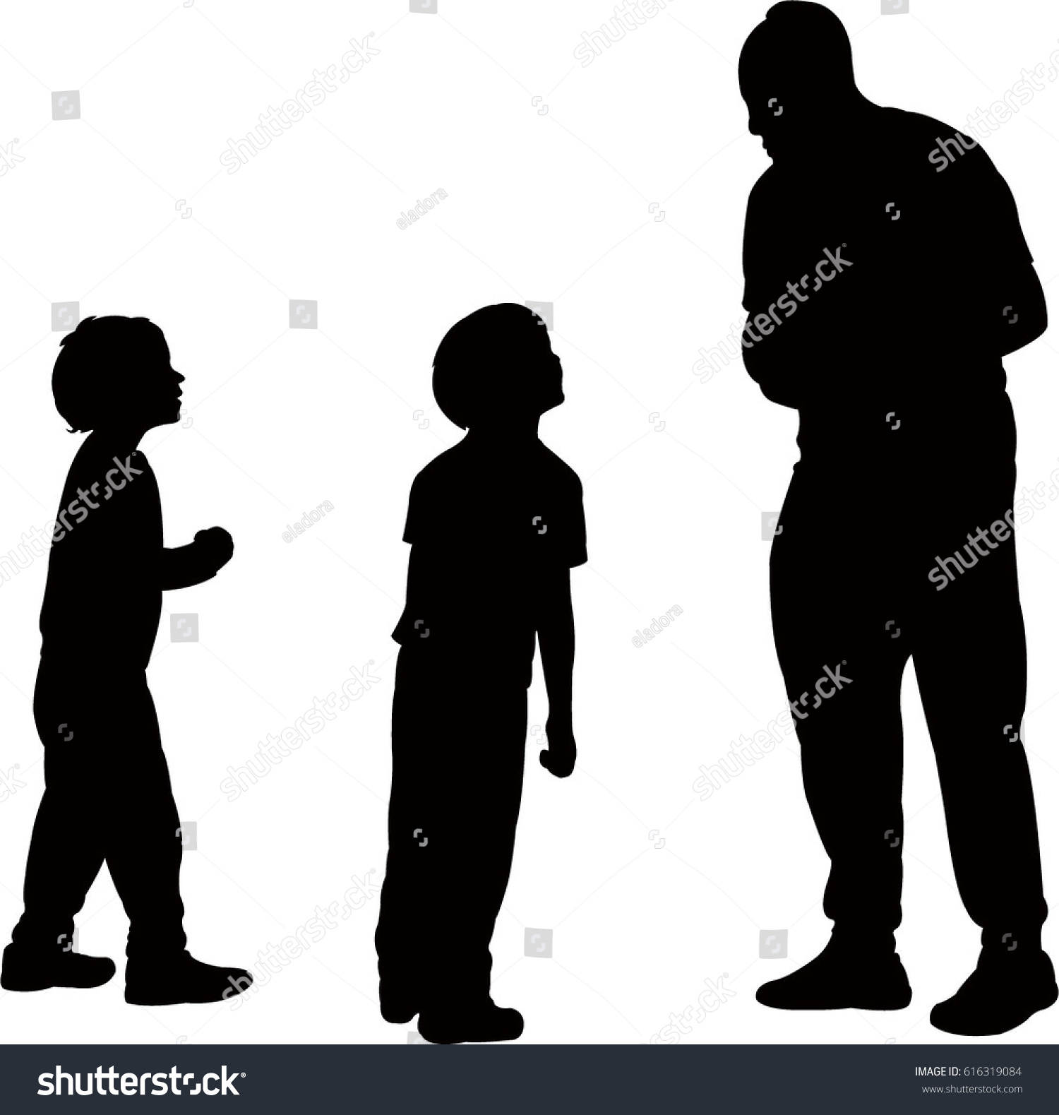 Dad Talk His Son Gently Silhouette Stock Vector (Royalty Free) 616319084