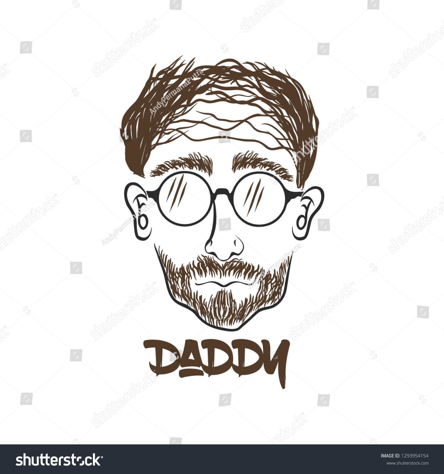 Daddy Face Hand Draw Stock Vector (Royalty Free) 1293954154