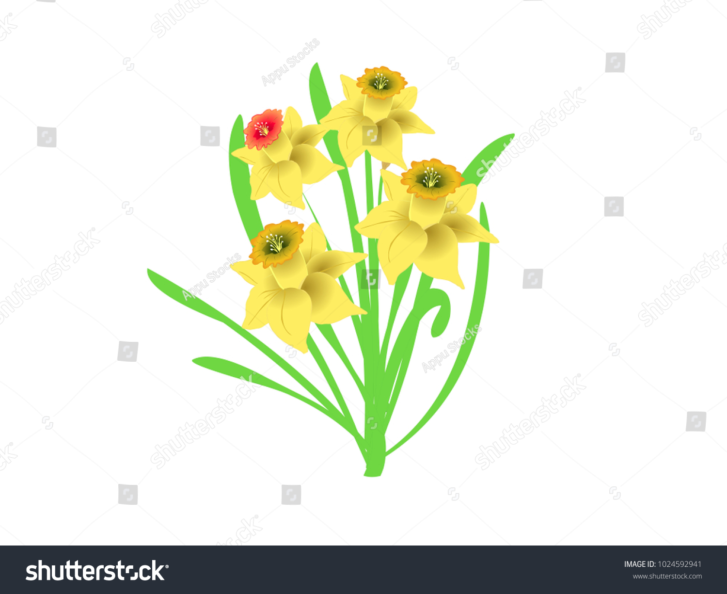 Daffodil Flowers Cartoon Vector Image Stock Vector (Royalty Free ...