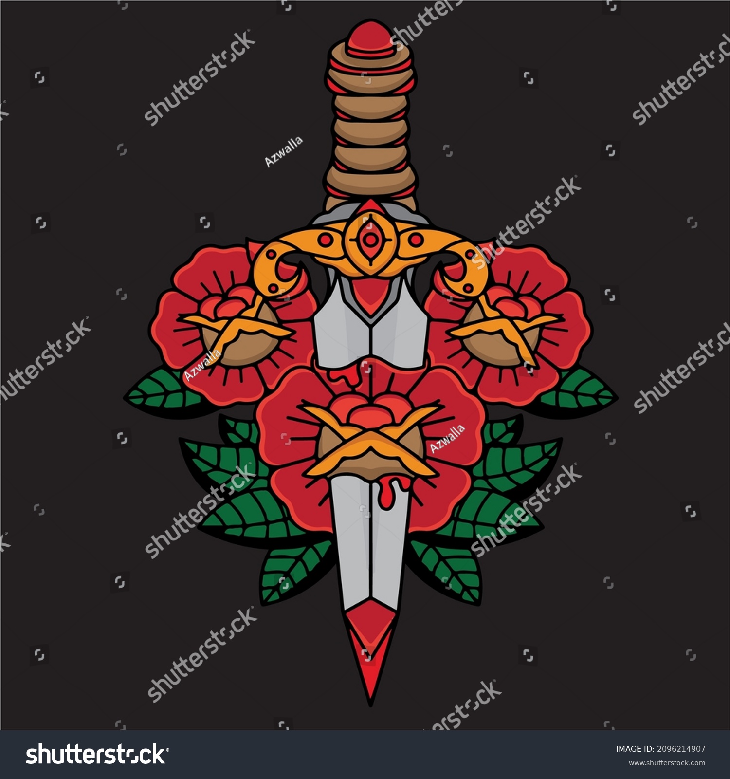 Dagger Flower Art Design Stock Vector (Royalty Free) 2096214907 ...