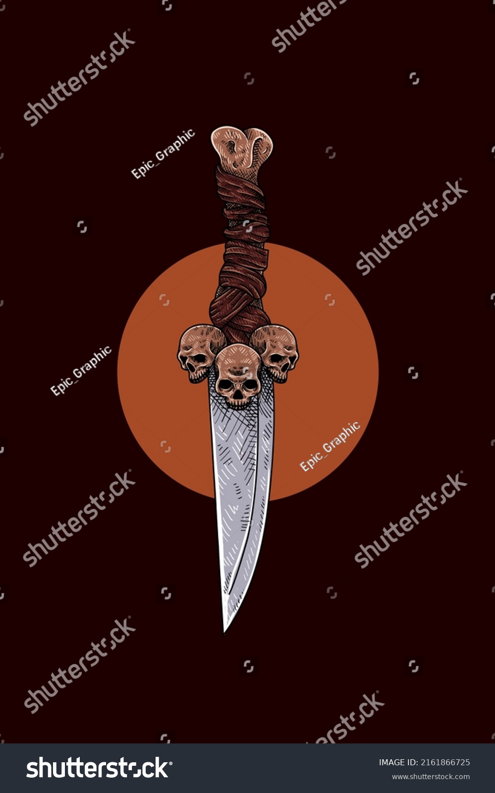 Dagger Head Skull Vector Illustration Stock Vector (Royalty Free ...