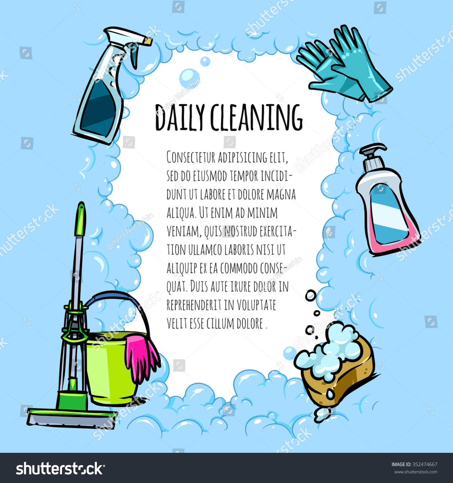 Daily Cleaning Frame Text Stock Vector 352474667 - Shutterstock