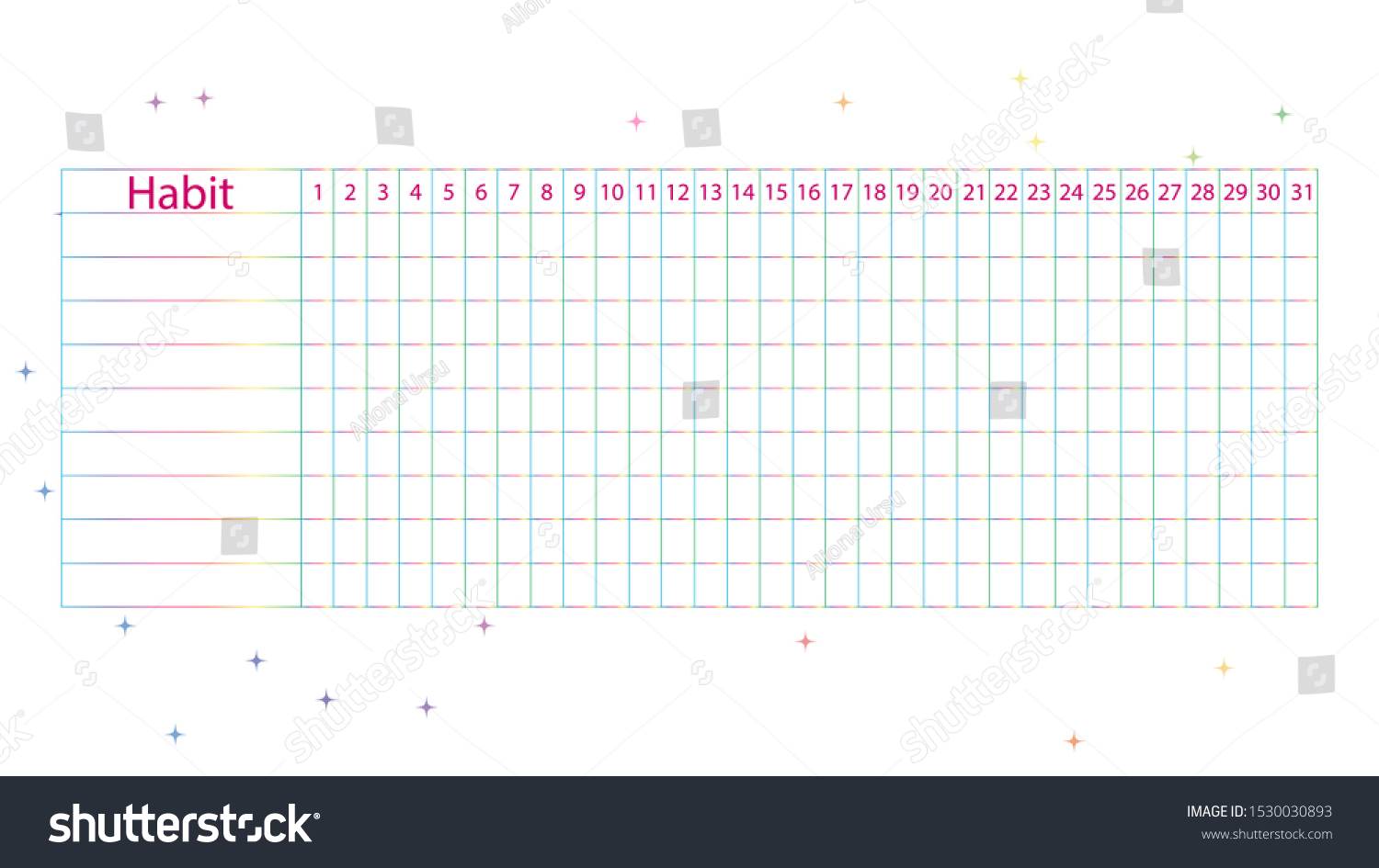 Daily Habit Tracker Vector Design 스톡 벡터(로열티 프리) 1530030893 | Shutterstock
