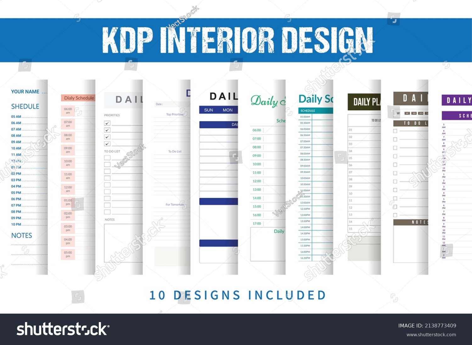 Daily Planner Kdp Interior Design Template Stock Vector (Royalty Free ...