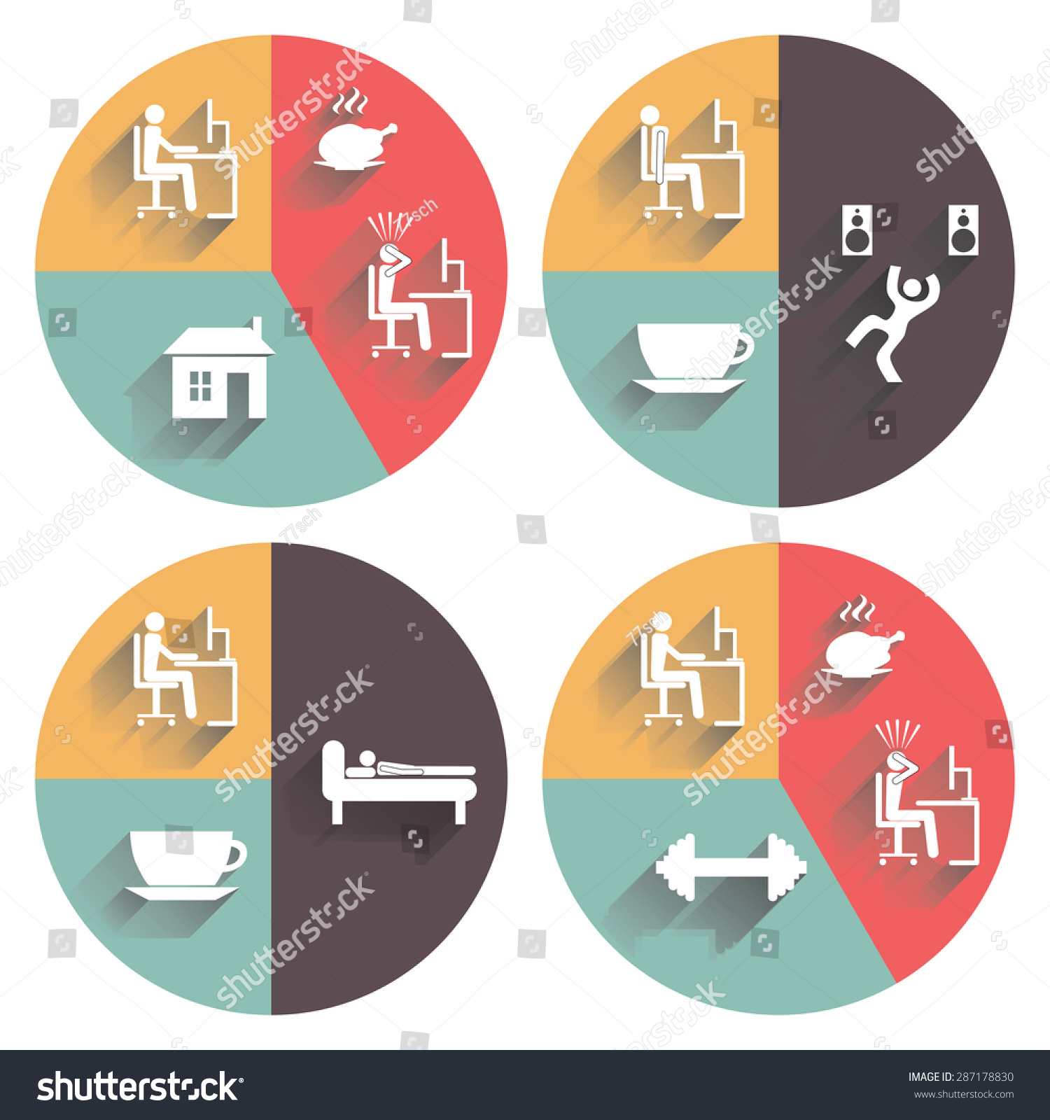 Daily Routine Vector Set Your Design Stock Vector (Royalty Free) 287178830
