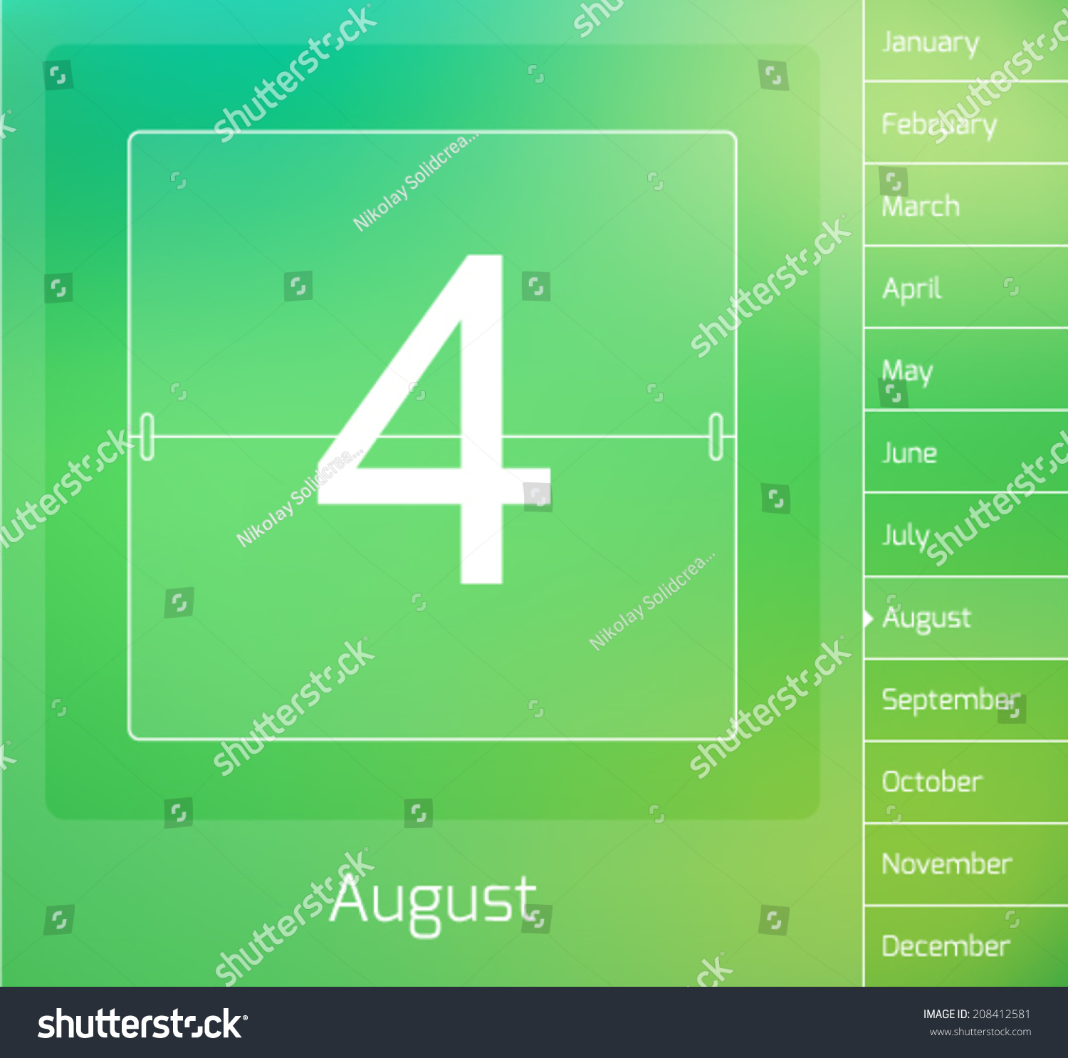 Daily Vector Calendar August 4: vector de stock (libre de regalías ...