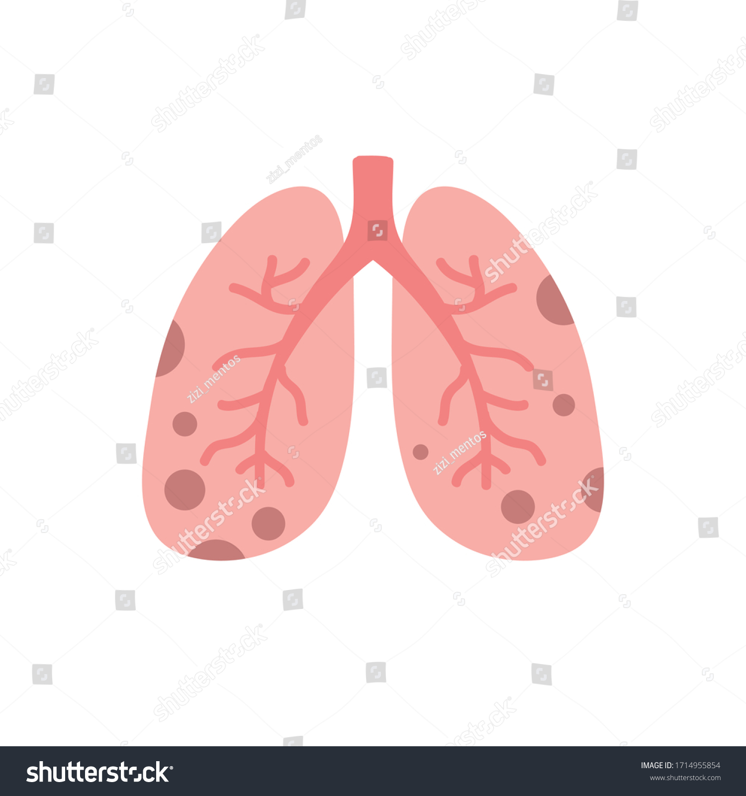 Damaged Lungs Flat Icon Vector Illustration Stock Vector (Royalty Free ...