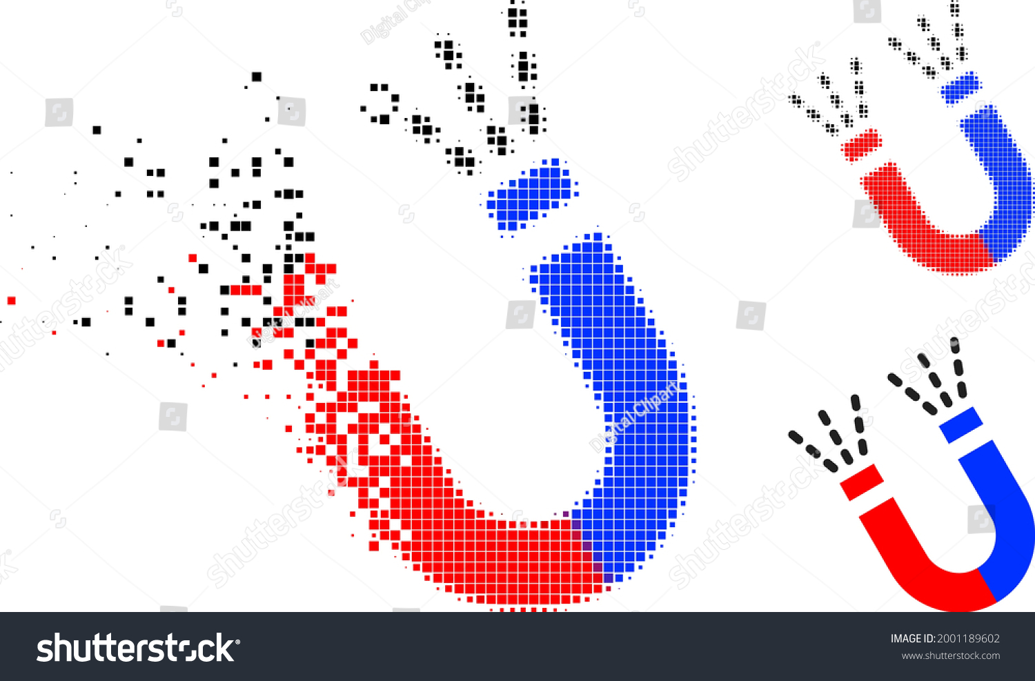 Damaged Pixelated Magnet Force Icon Halftone Stock Vector (Royalty Free ...