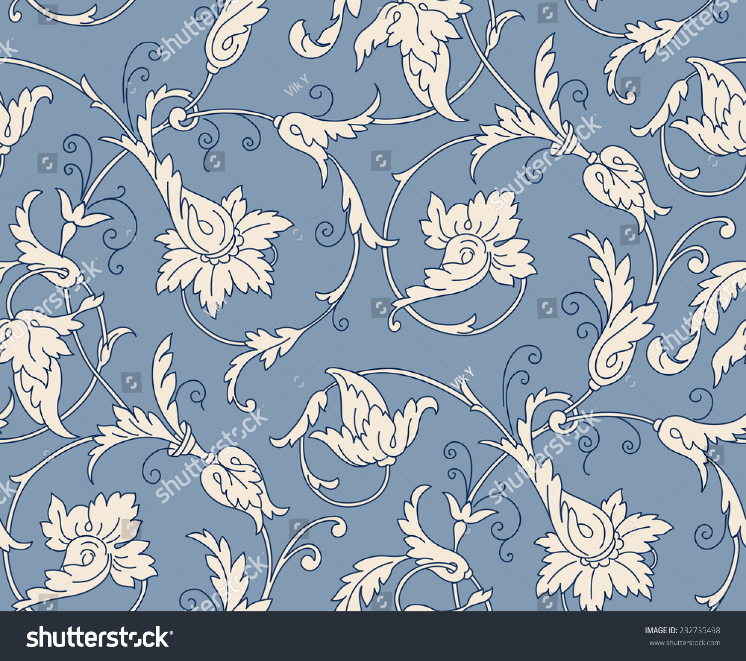 Damascus Pattern Seamless Vintage Background Vector Stock Vector ...