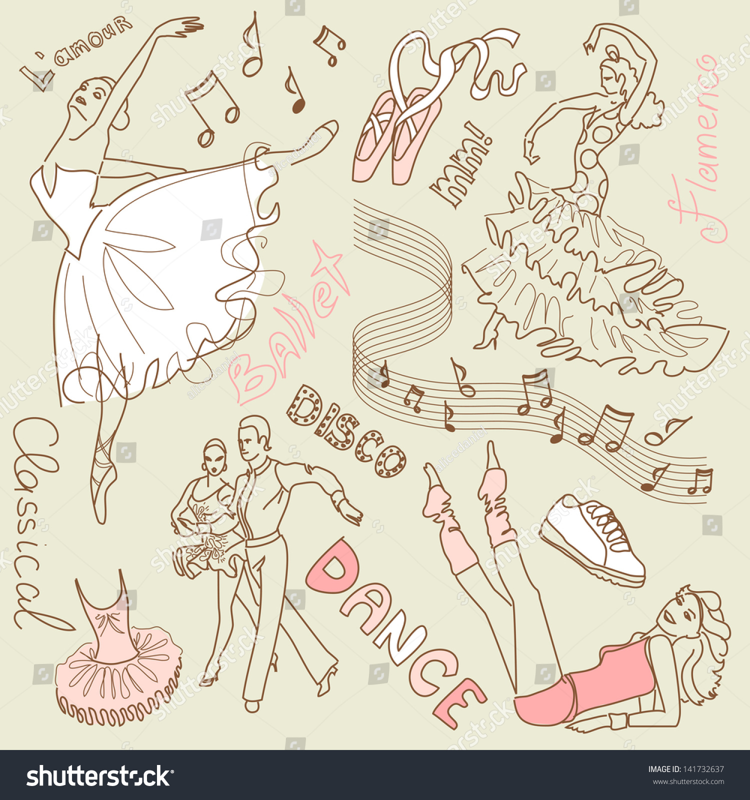 Dance Doodles Stock Vector (Royalty Free) 141732637