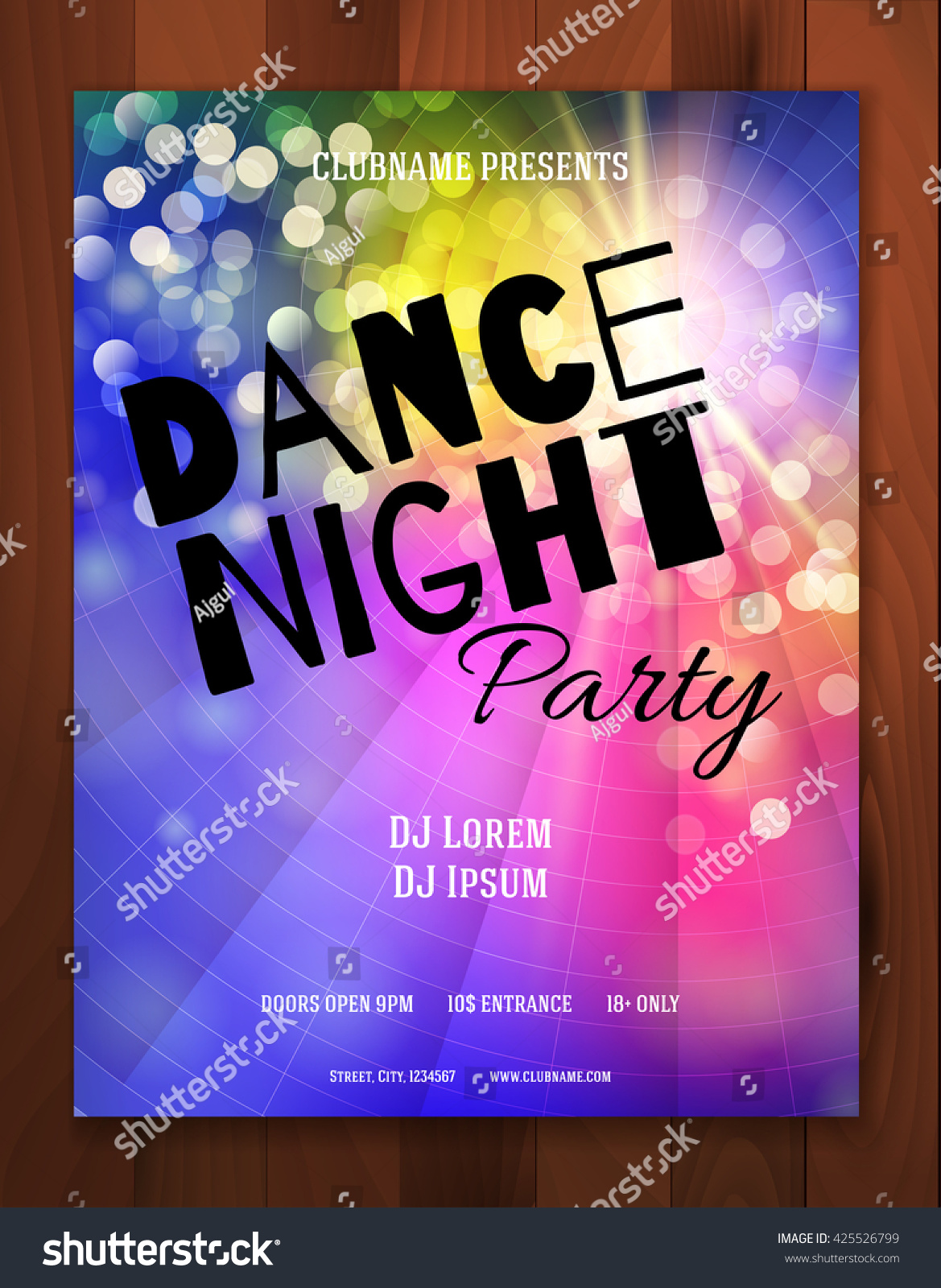 Dance Night Party Poster Design Vector 스톡 벡터(로열티 프리) 425526799