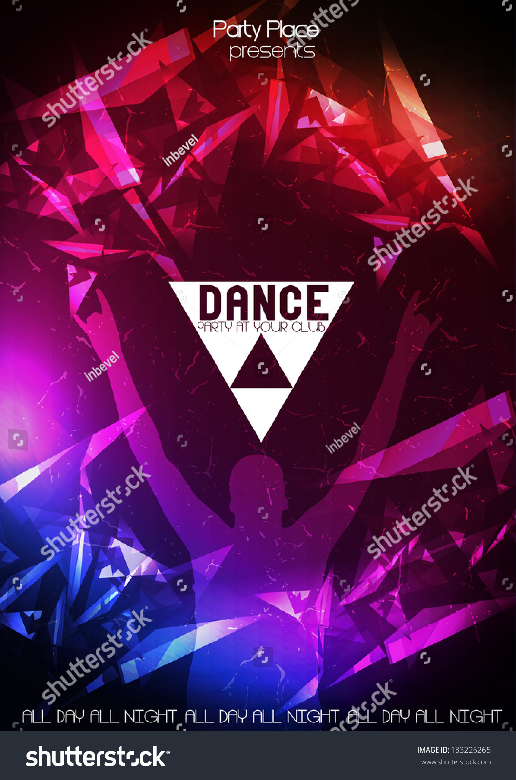 Dance Party Poster Background Template Vector Stock Vector 183226265 ...