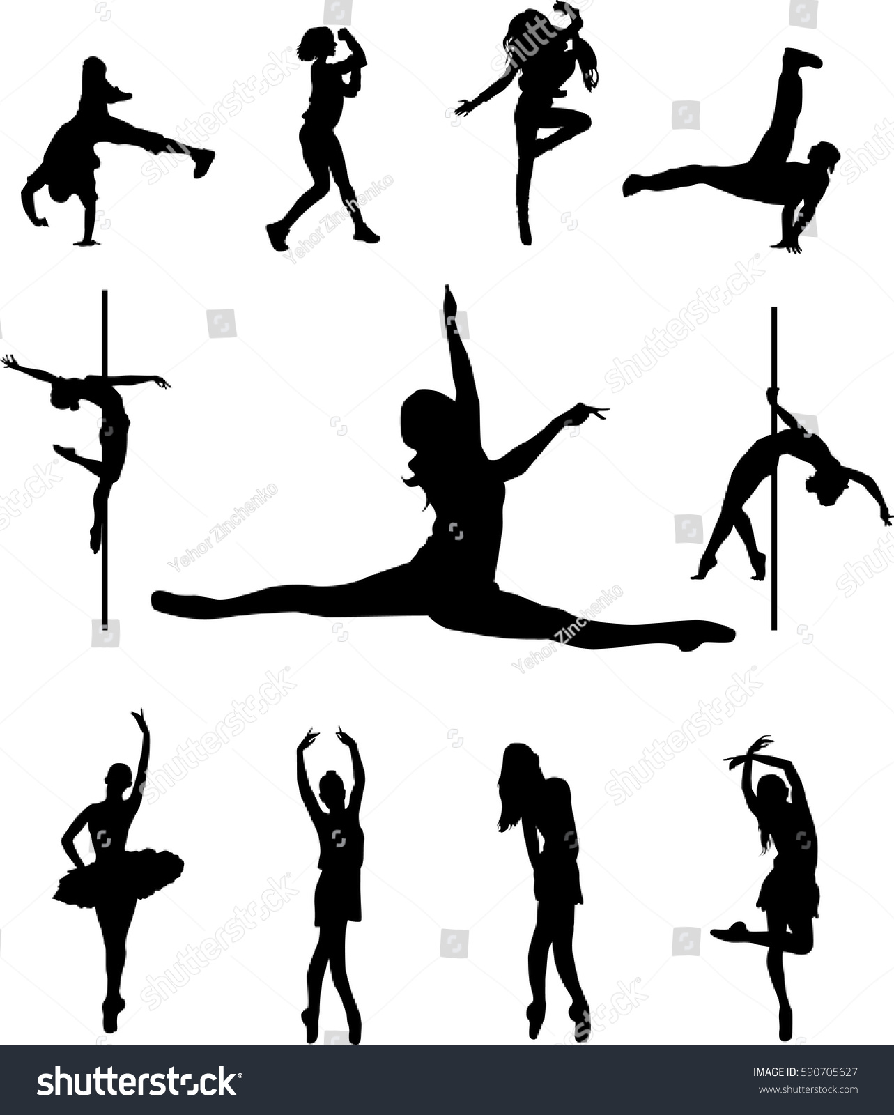 Dancer Silhouette On White Background Stock Vector (Royalty Free ...