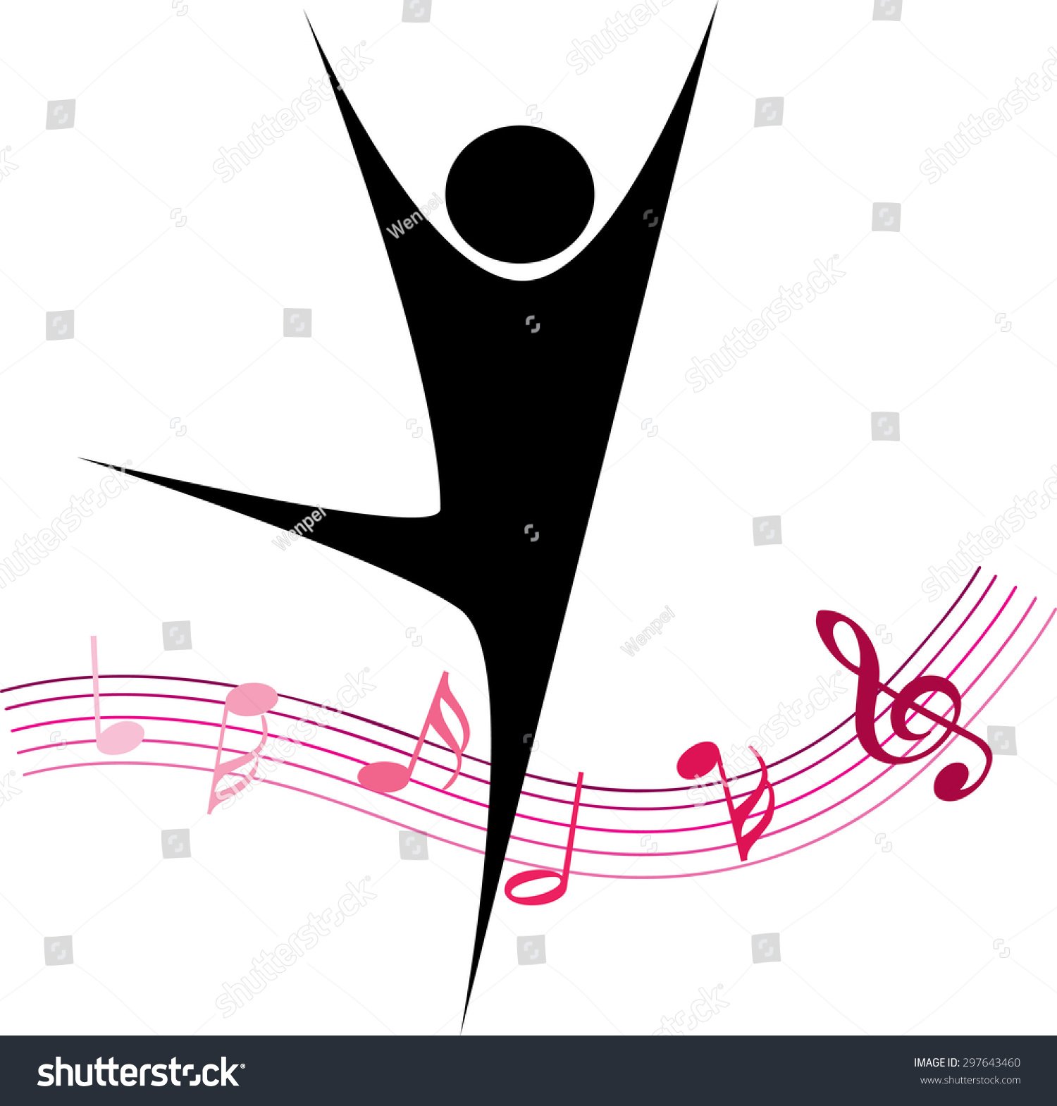 Dancer Music Note Icon: vector de stock (libre de regalías) 297643460