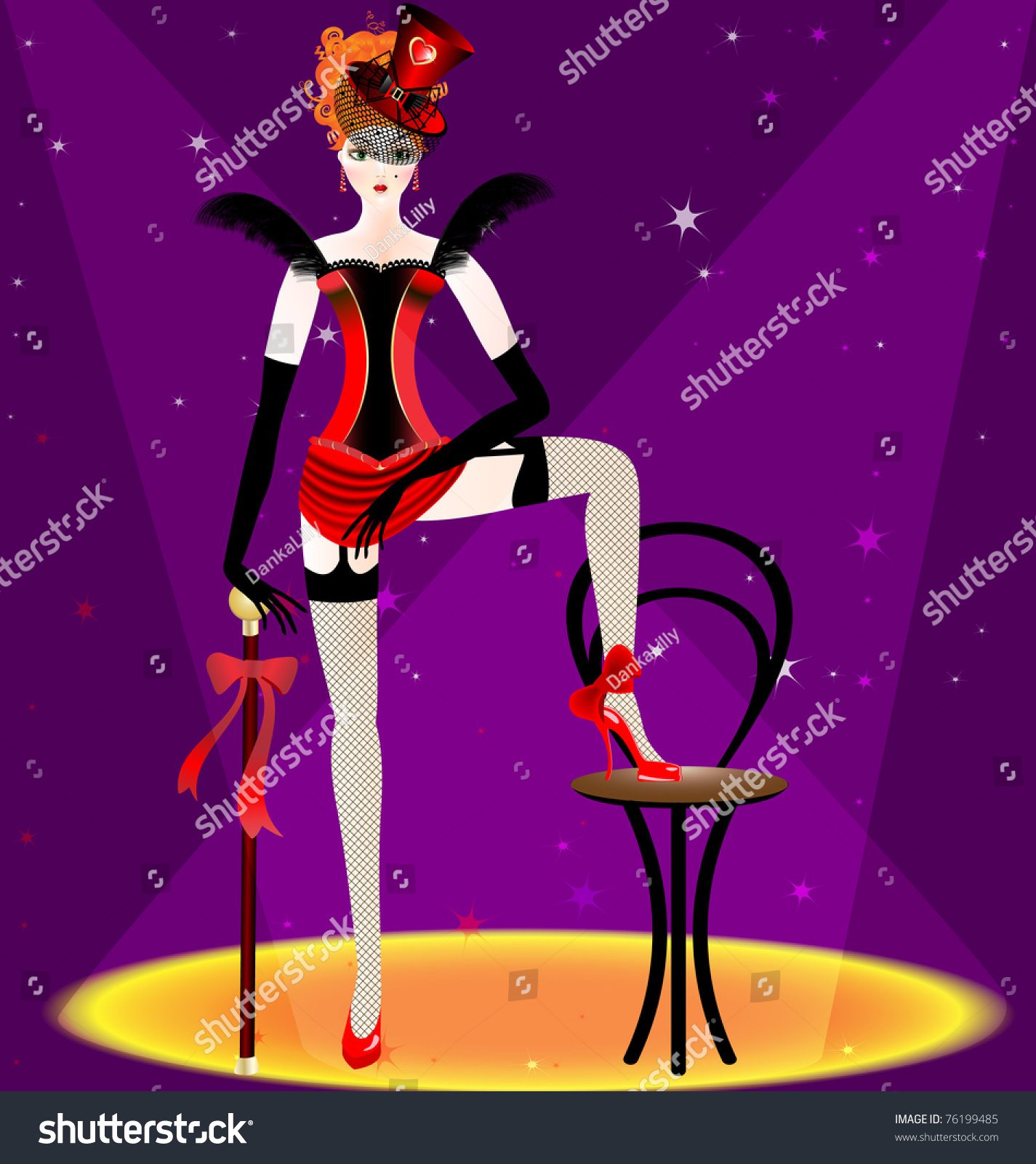 Dancer Woman Red Stock Vector Royalty Free 76199485