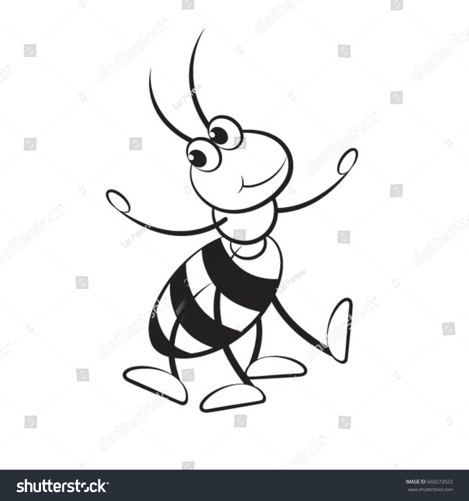 Dancing Ant Black Outlinevector Drawing: vector de stock (libre de ...
