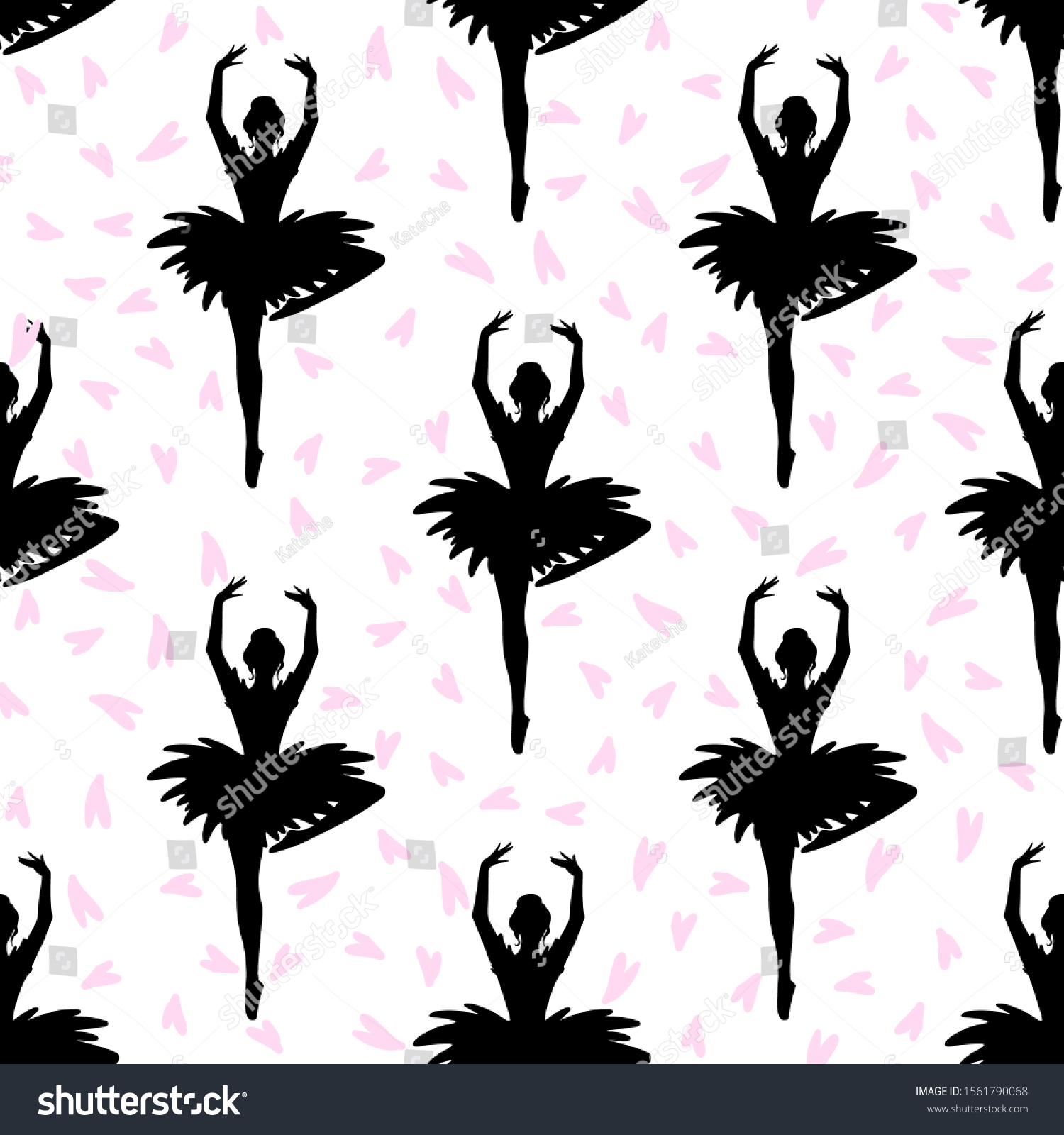Dancing Ballerina Silhouette Seamless Pattern Performing: เวกเตอร์สต็อก ...