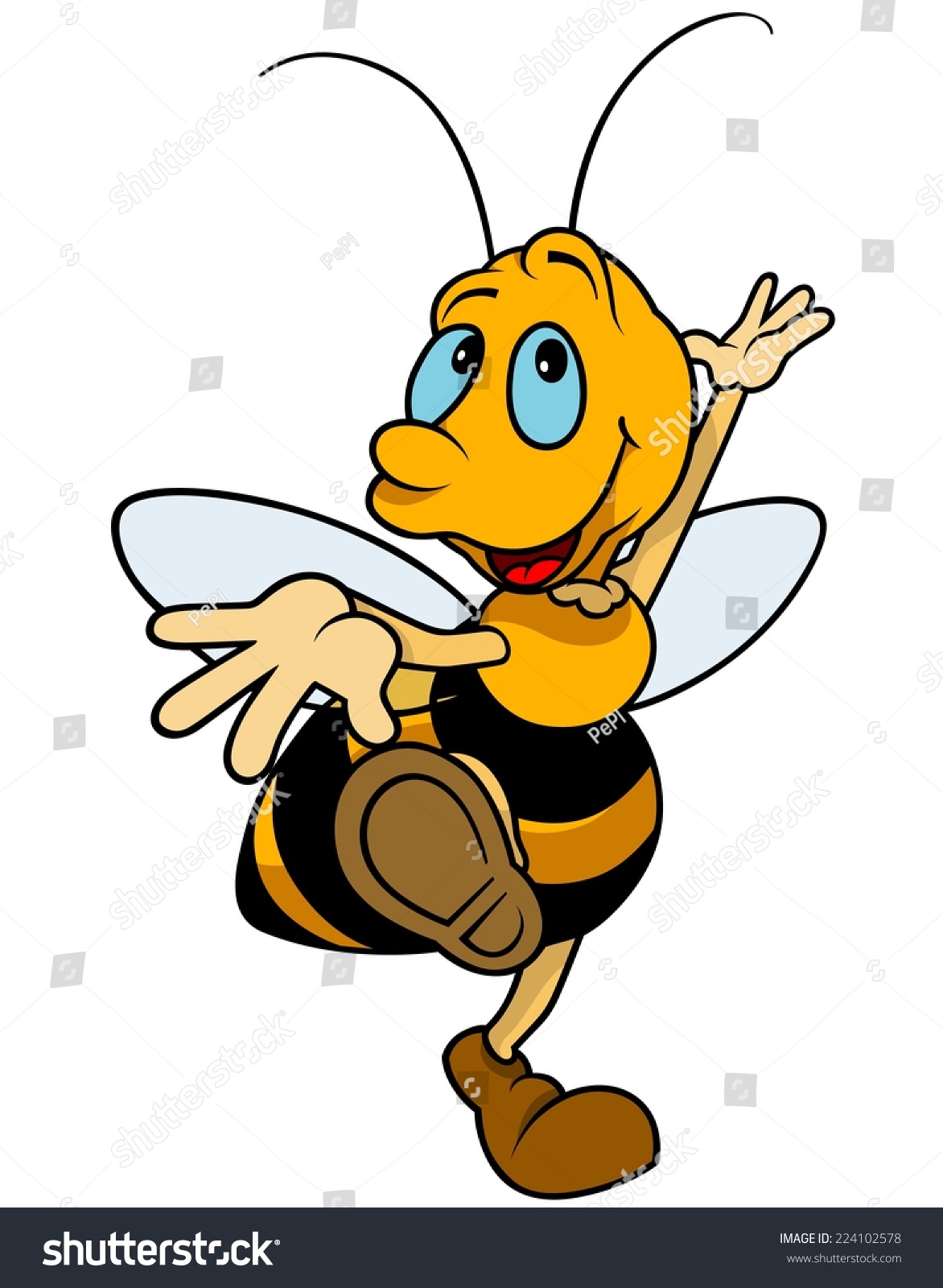 Dancing Bumblebee Colored Cartoon Illustration Vector Stock Vector ...