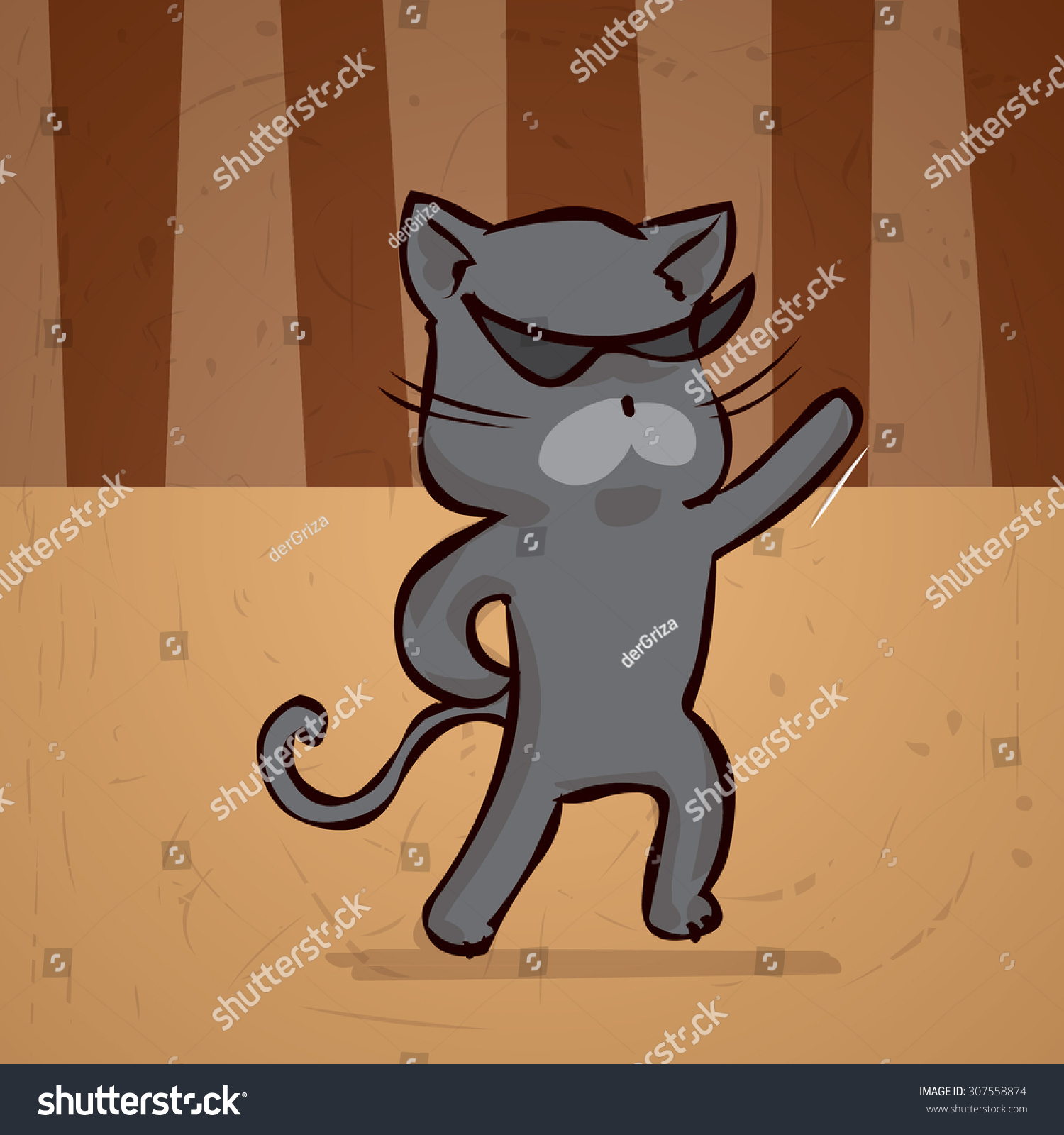 Dancing Cat Hand Drawn Cartoon Vector Stock Vector (Royalty Free) 307558874