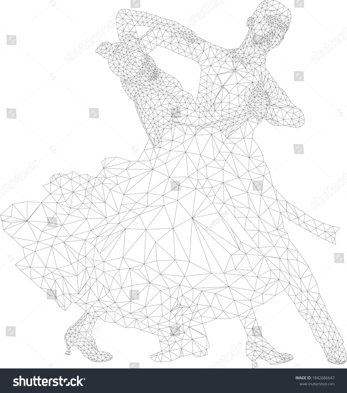 Dancing Couple Athlete Polygon Wireframe Vector: เวกเตอร์สต็อก (ปลอดค่า ...