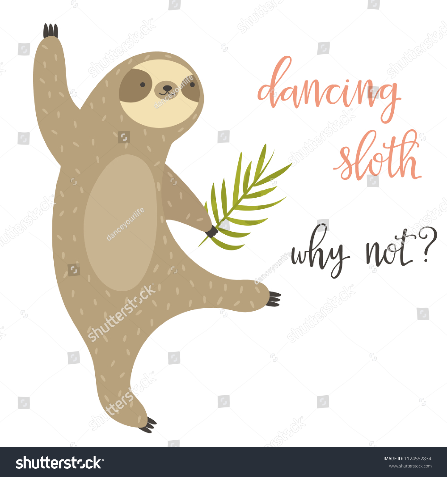 Dancing Funny Sloth Aminal Design Dancing: เวกเตอร์สต็อก (ปลอดค่า ...