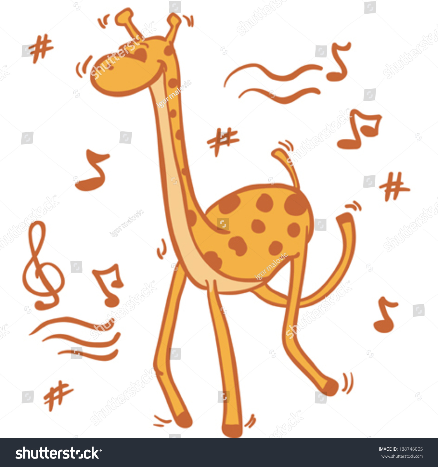 Dancing Giraffe Cartoon Doodle Stock Vector (Royalty Free) 188748005 ...