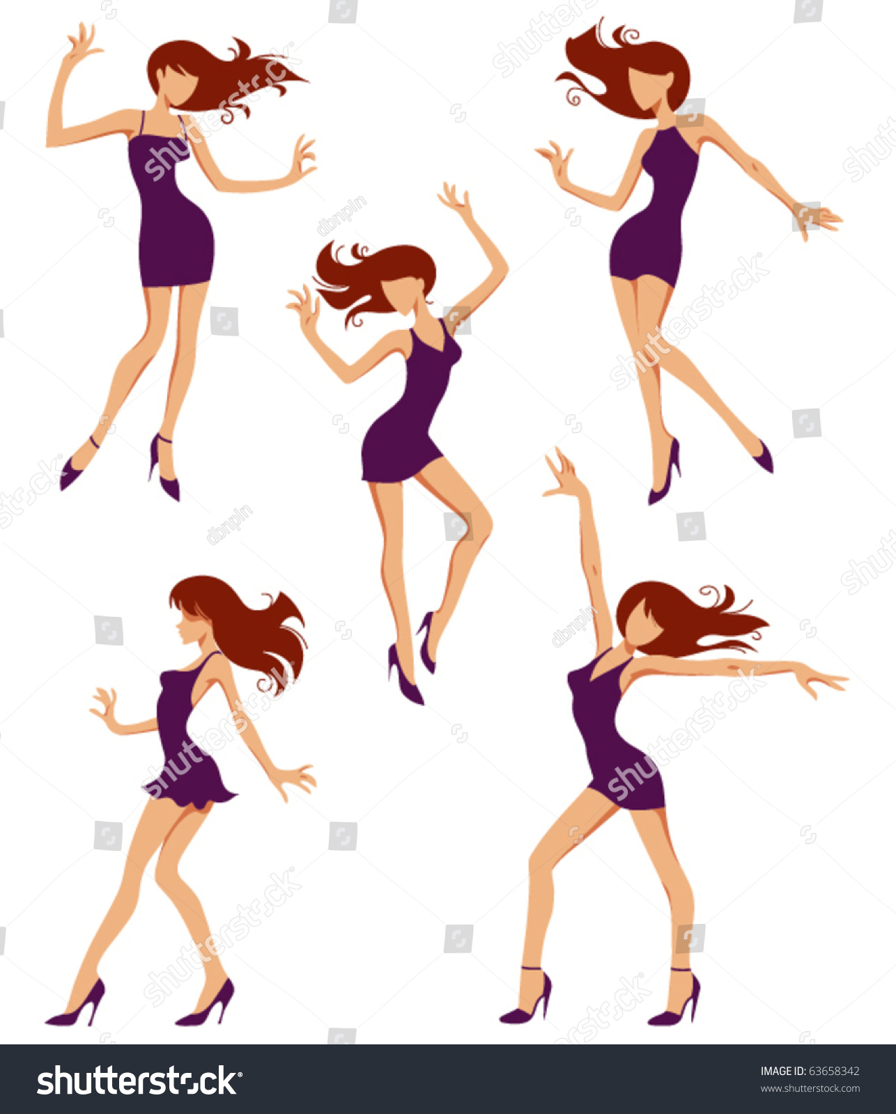 Dancing Girls Stock Vector Illustration 63658342 : Shutterstock