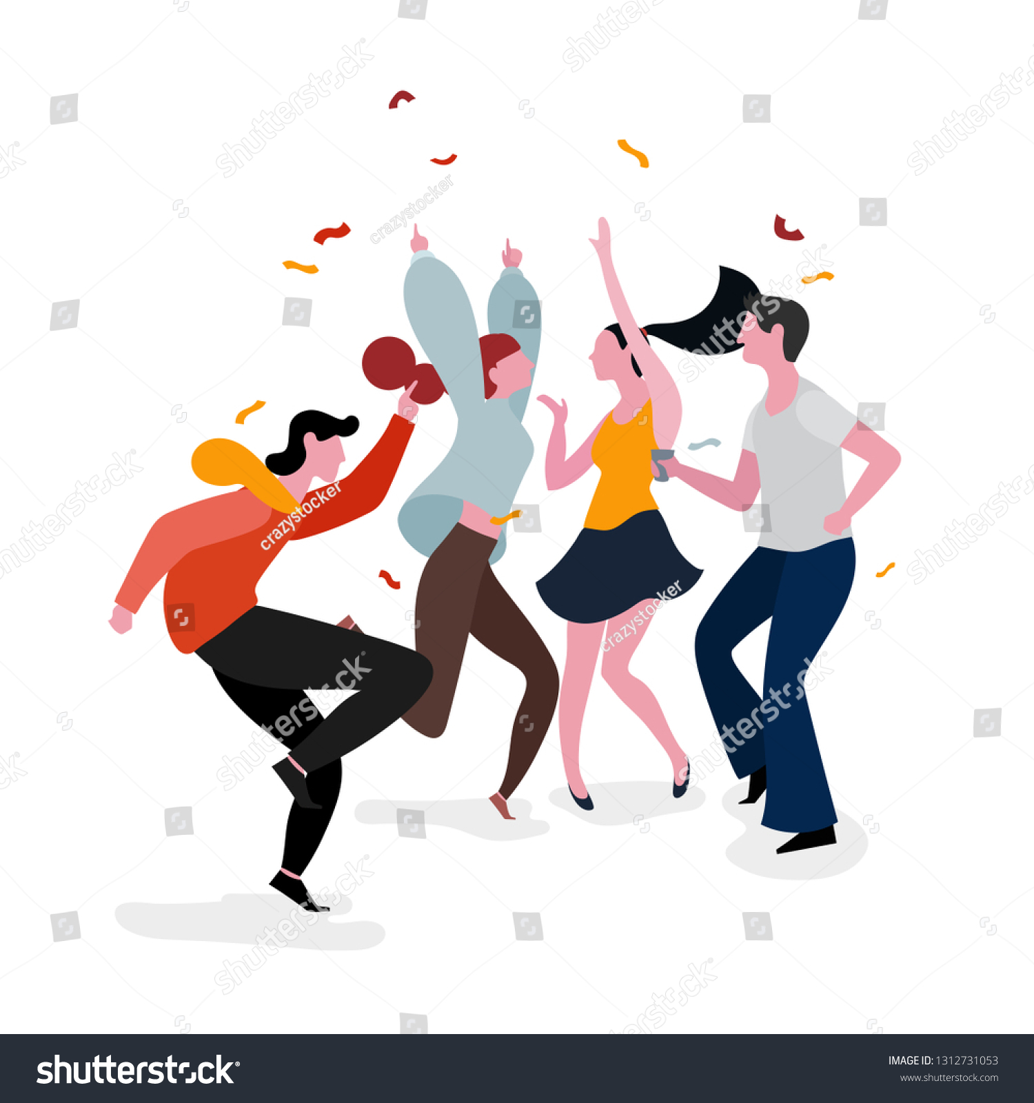 Dancing Party Group Illustration Stock Vector (Royalty Free) 1312731053
