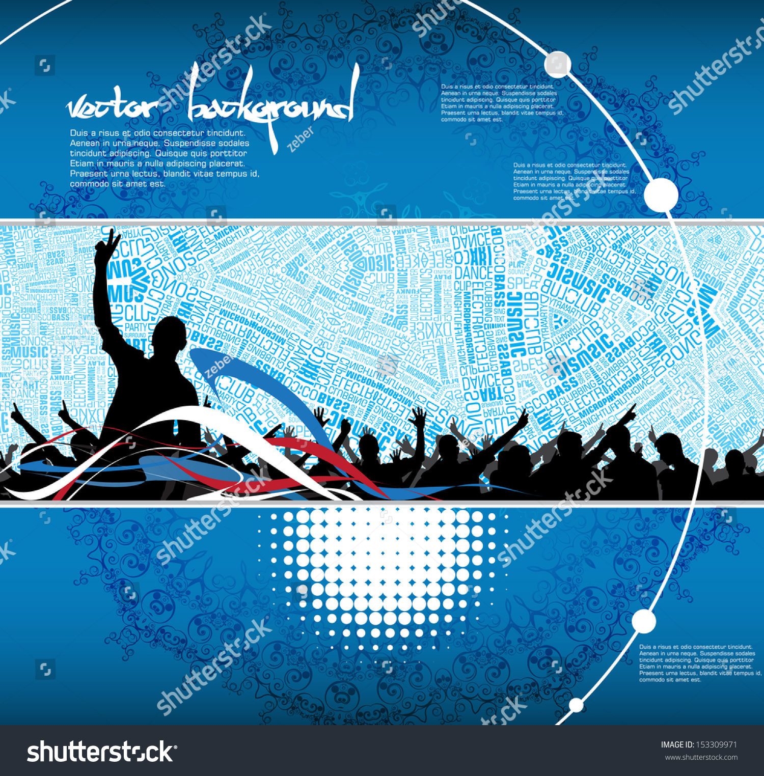 Dancing People Concert Crowd Vector Stock Vector (Royalty Free) 153309971