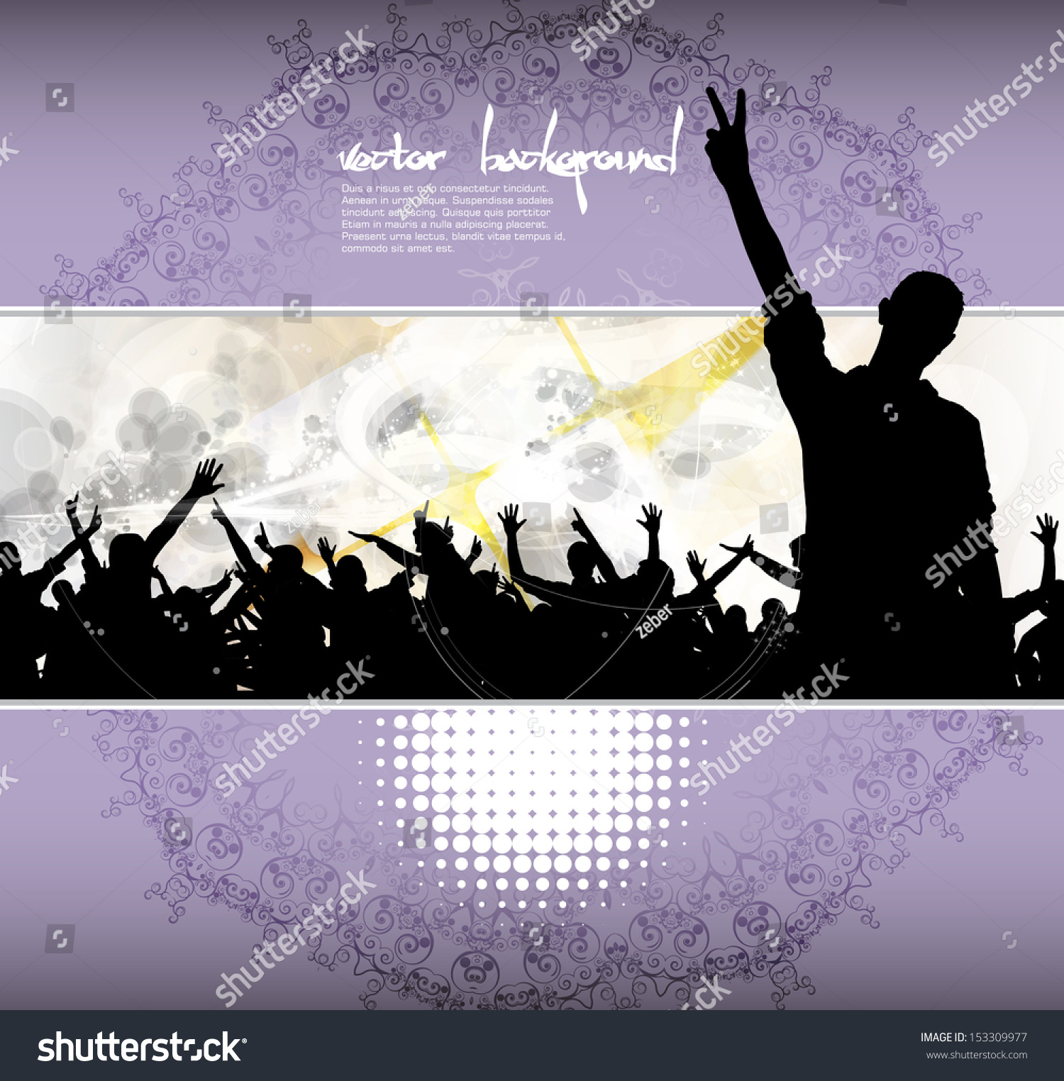 Dancing People Concert Crowd Vector Stock Vector (Royalty Free) 153309977