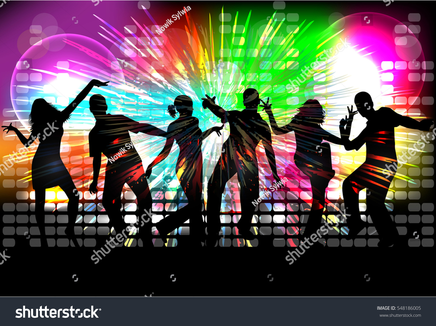 Dancing People Silhouettes Abstract Background Stock Vector 548186005 ...