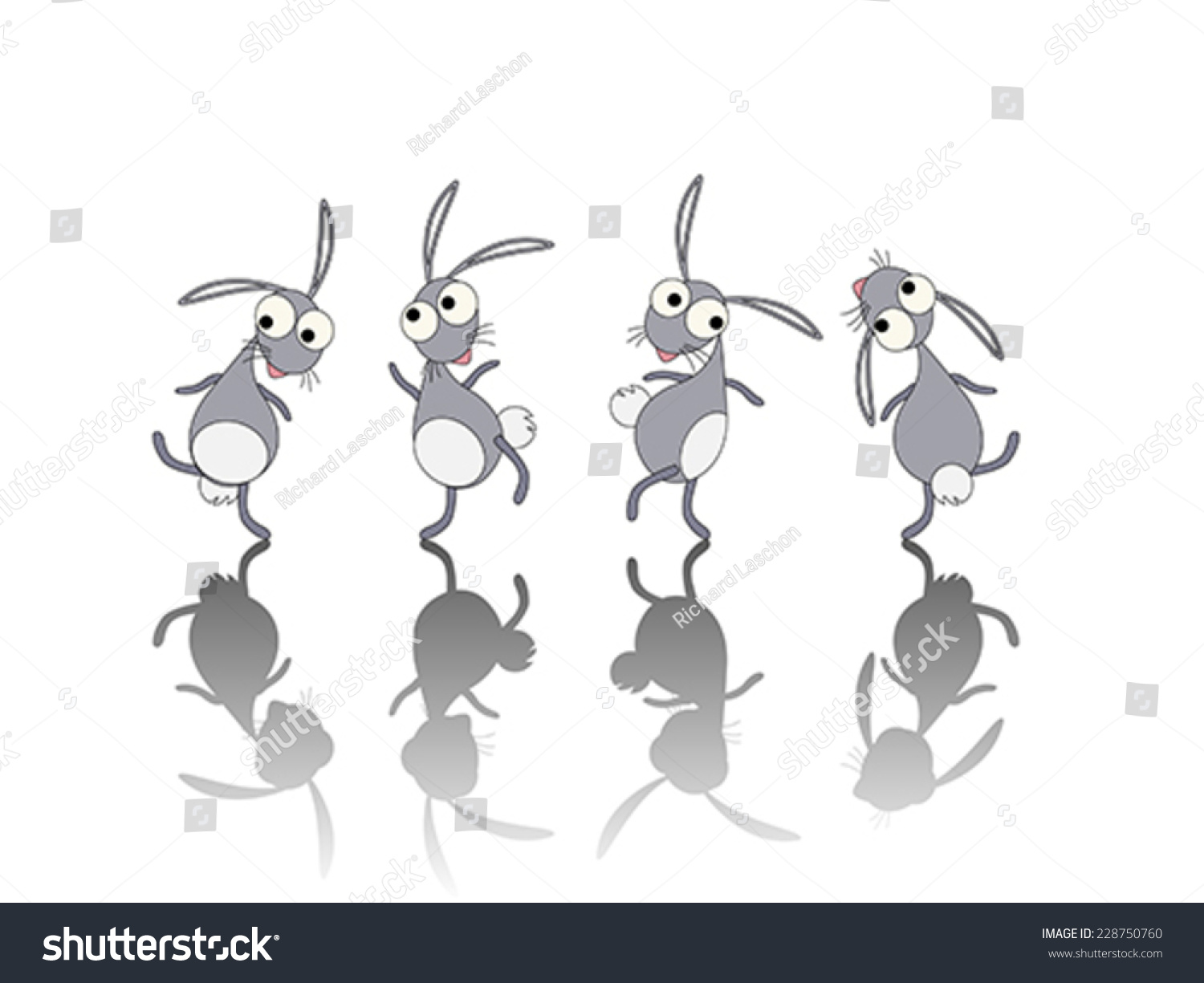 Dancing Rabbits Cartoon Set Over White Stock Vector (Royalty Free ...