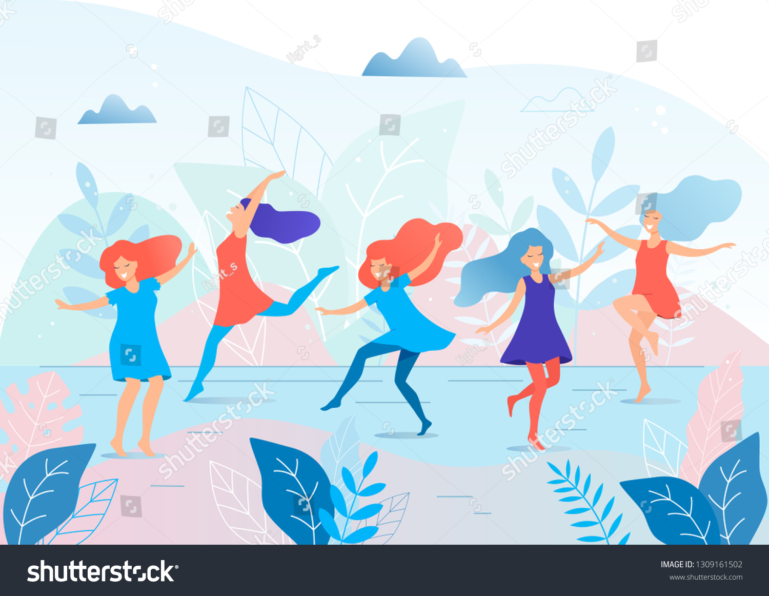 Dancing Women Vector Illustration Stock Vector (Royalty Free ...
