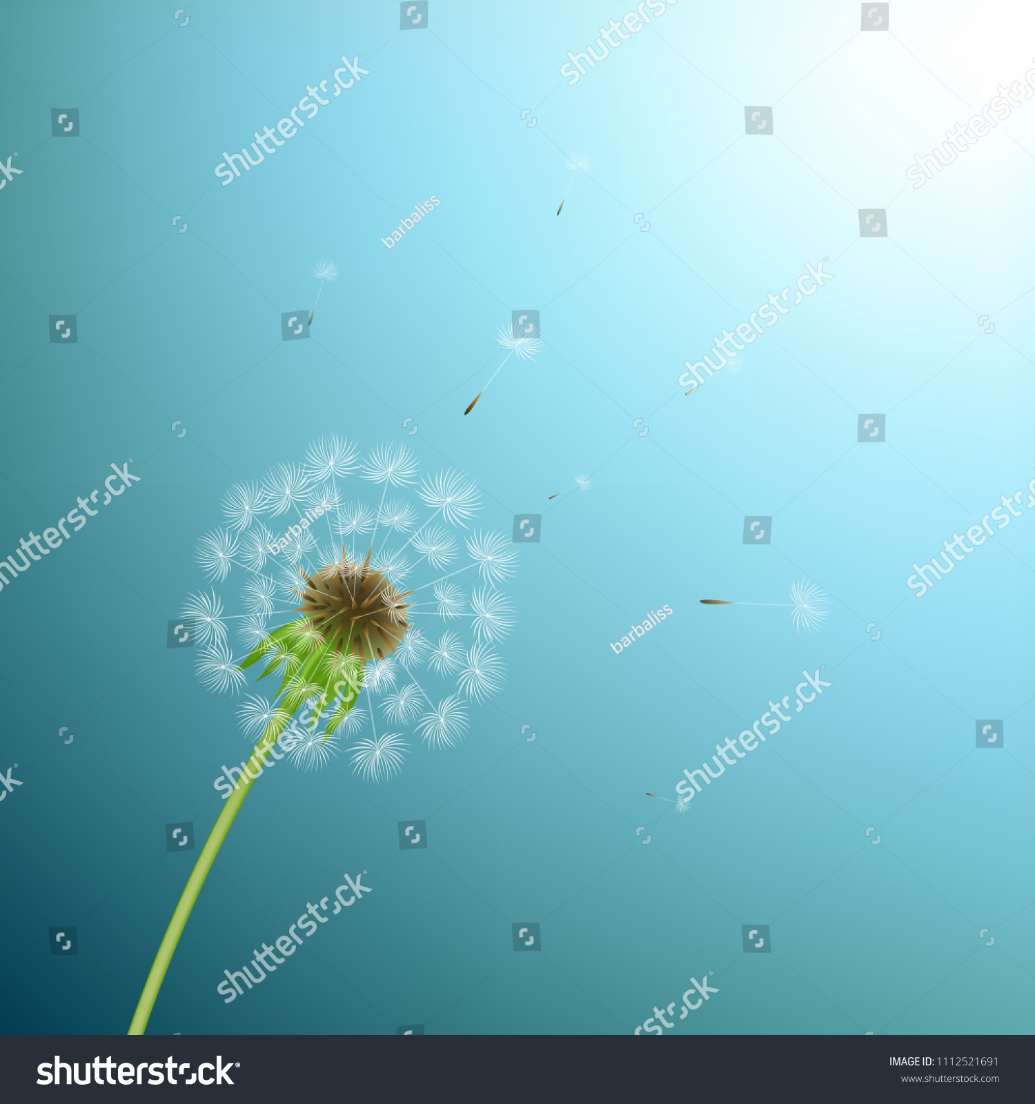 Dandelia Con Fondo Azul Con Malla: vector de stock (libre de regalías ...