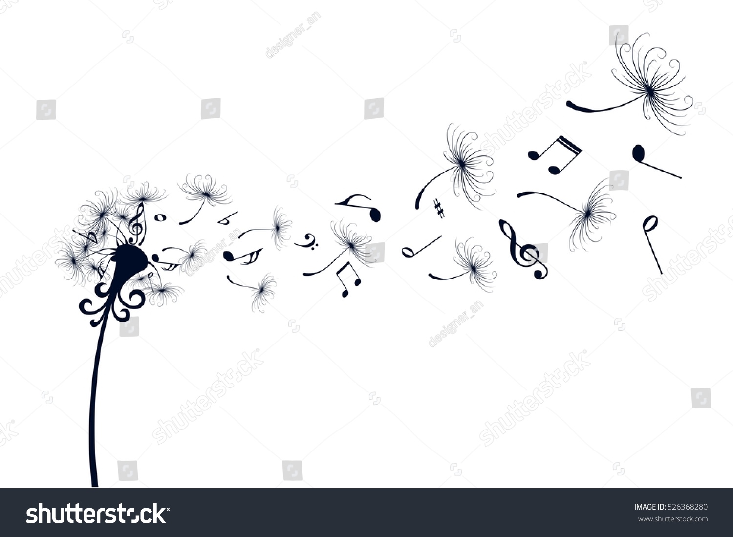 Dandelion Music Notes Stock Vector (Royalty Free) 526368280