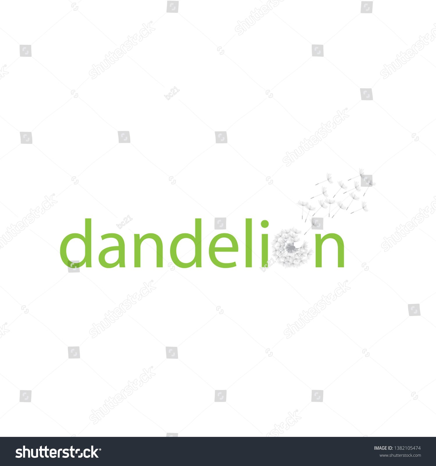 Dandelion Word Flower Vector Typography Stock Vector (Royalty Free ...