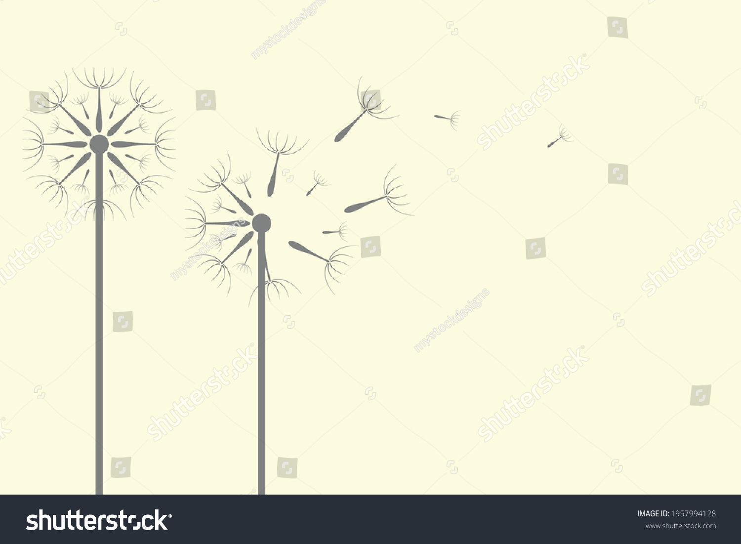 Dandelions Flying Wall Graphics Vector Illustrations Stock Vector ...