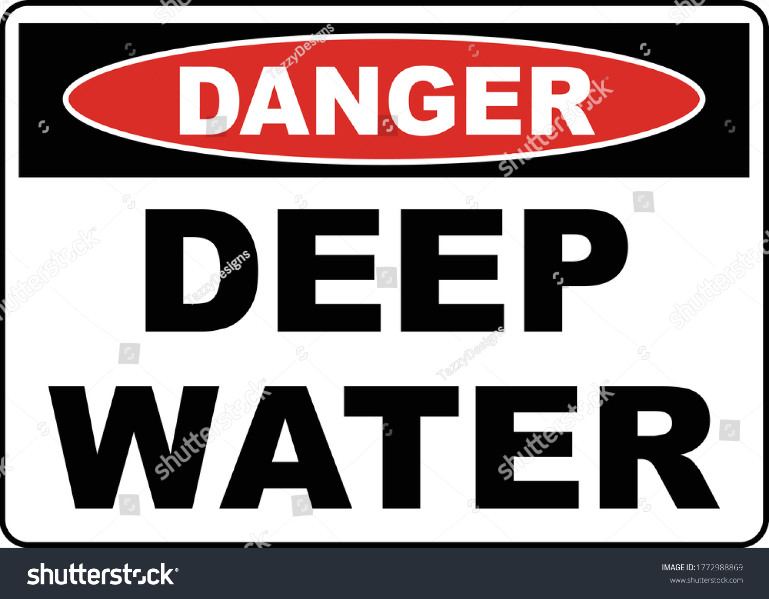 Danger Deep Water Sign Vector Stock Vector (Royalty Free) 1772988869