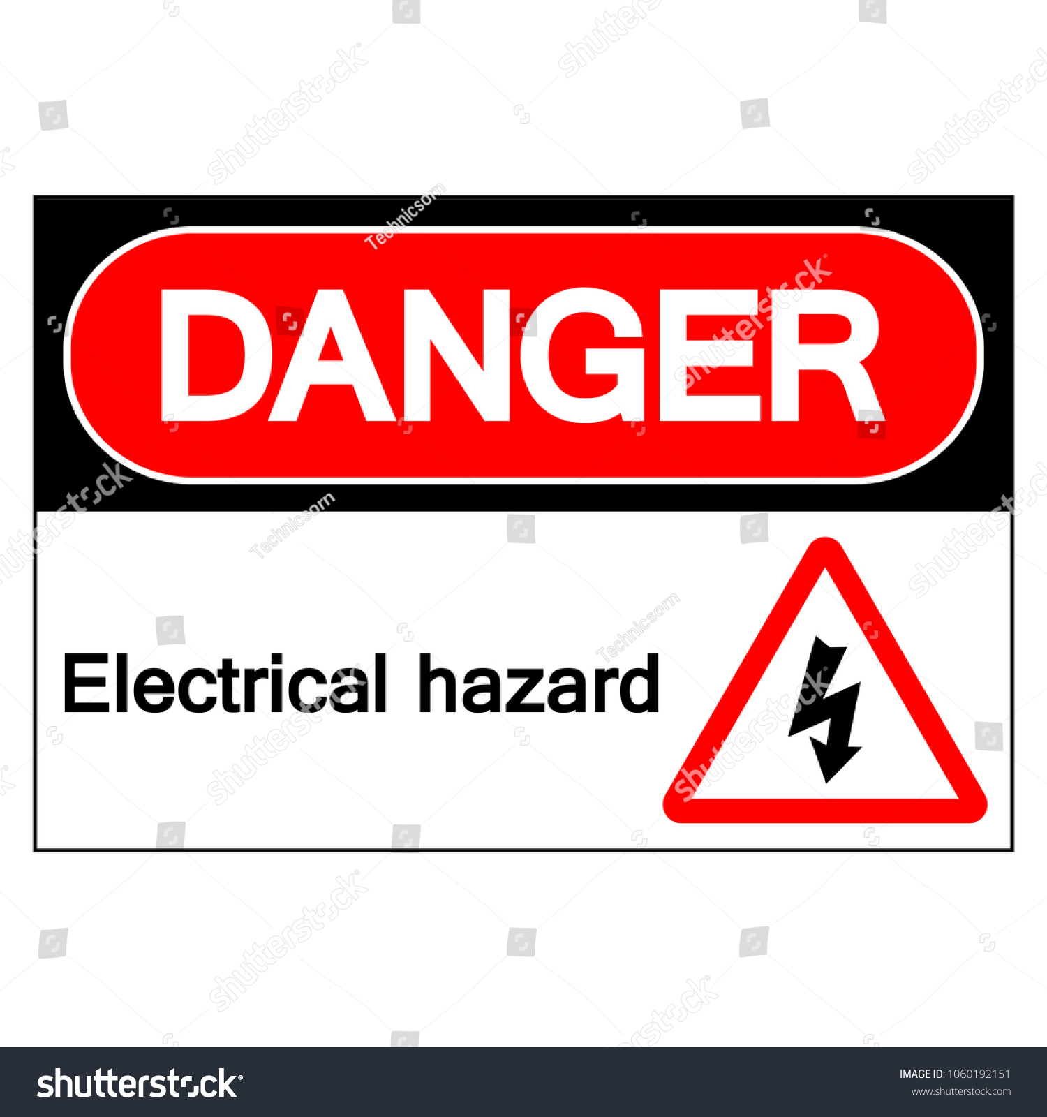 Danger Electrical Hazard Symbol Signvector Illustration: vector de ... Danger Electrical Hazard Symbol Signvector Illustration: vector de ...
