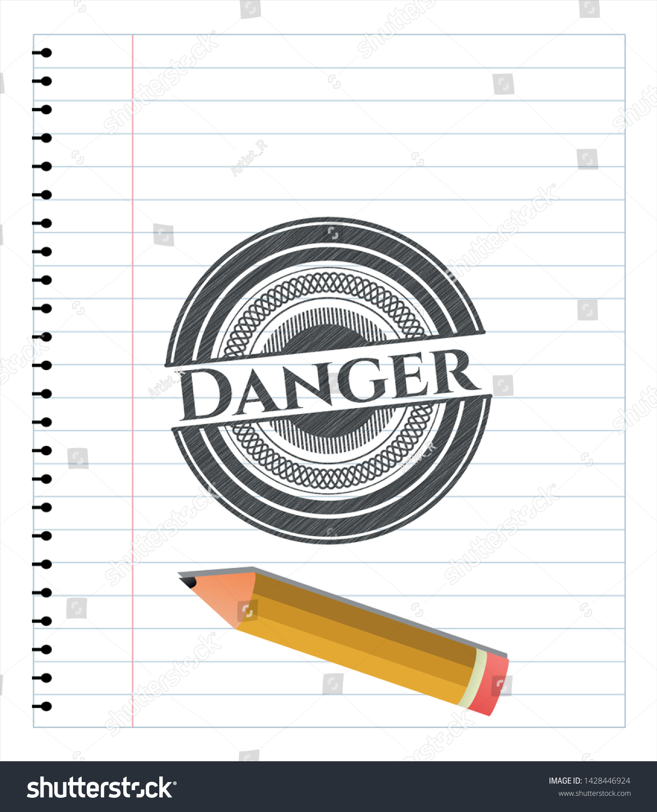 Danger Emblem Pencil Effect Vector Illustration: vector de stock (libre ... Danger Emblem Pencil Effect Vector Illustration: vector de stock (libre ...