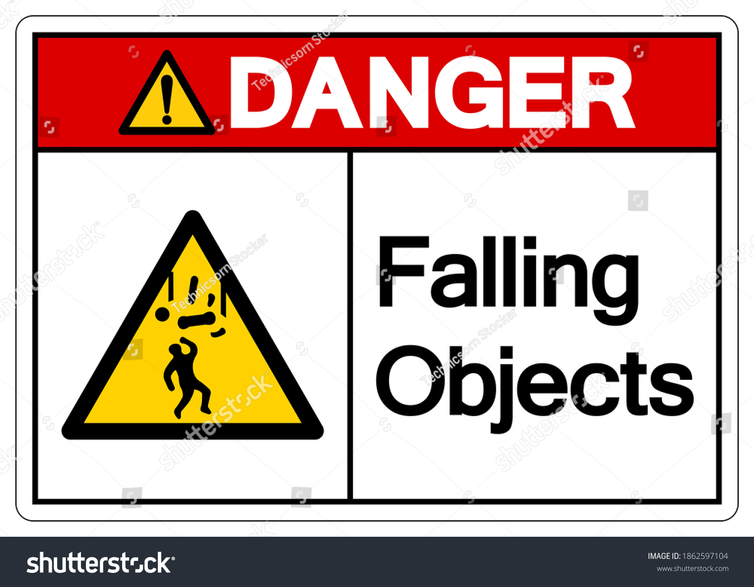Danger Falling Objects Symbol Vector Illustration: เวกเตอร์สต็อก (ปลอด ...