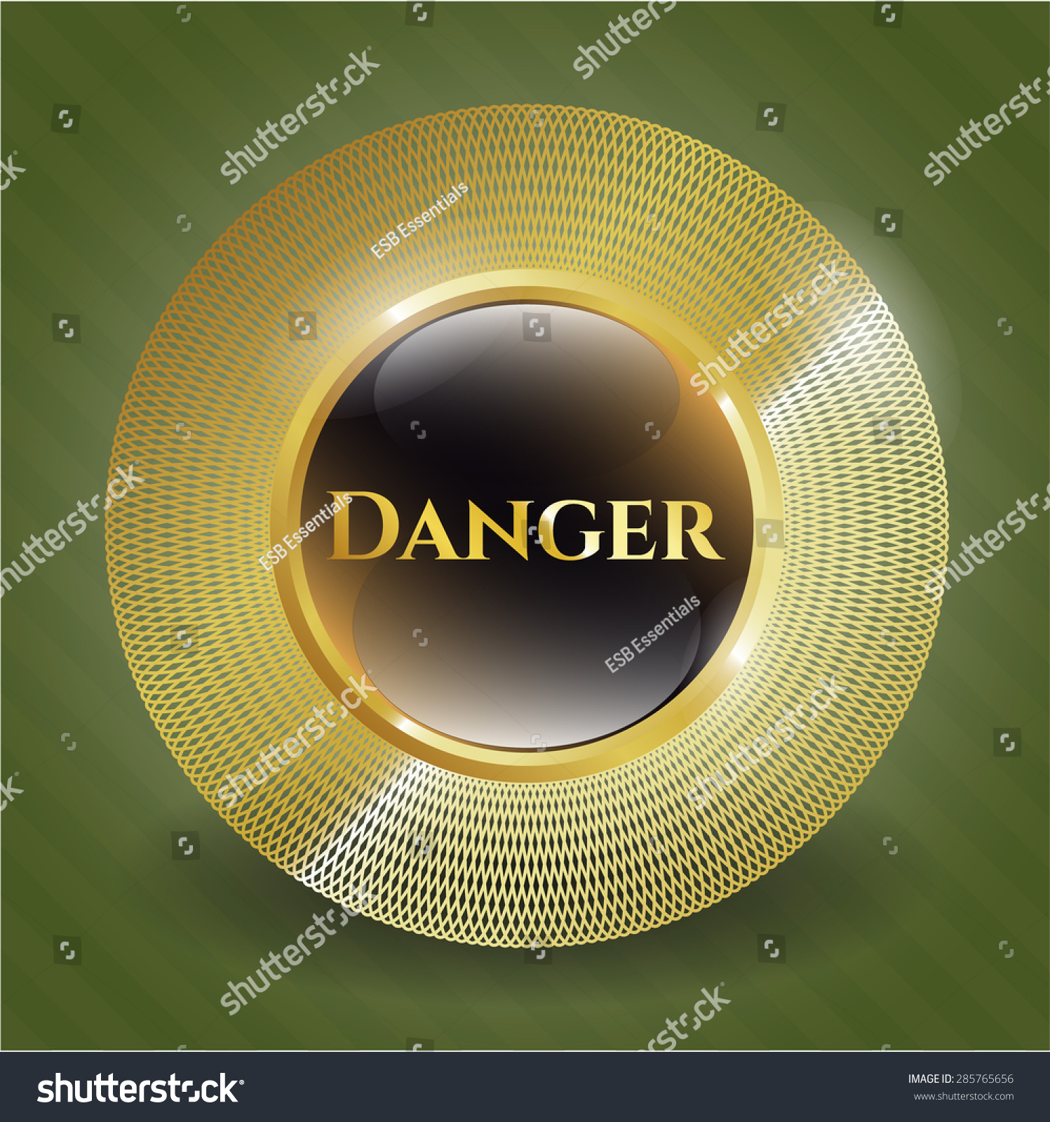 Danger Gold Shiny Emblem Stock Vector (Royalty Free) 285765656 ...