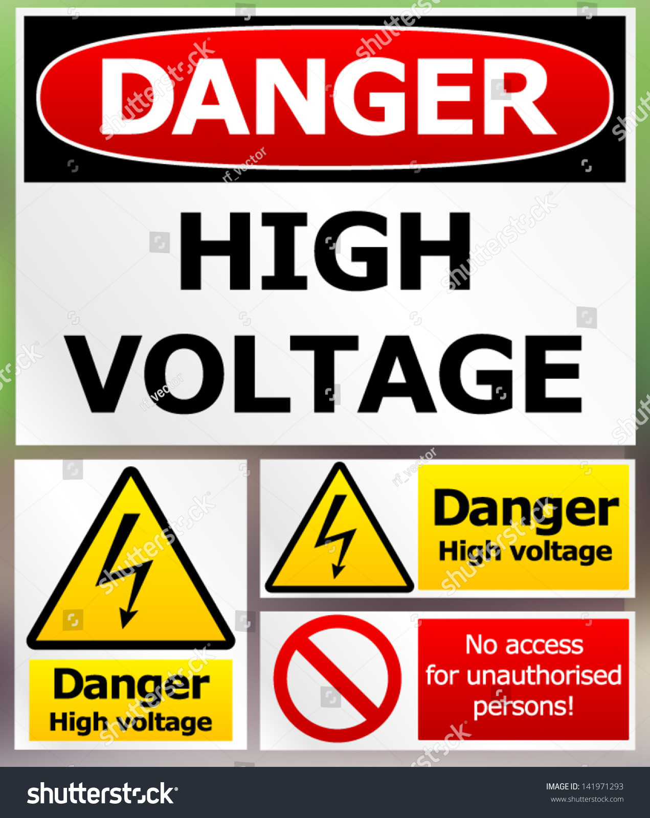 Danger High-Voltage Label Set Stock Vector Illustration 141971293 ...