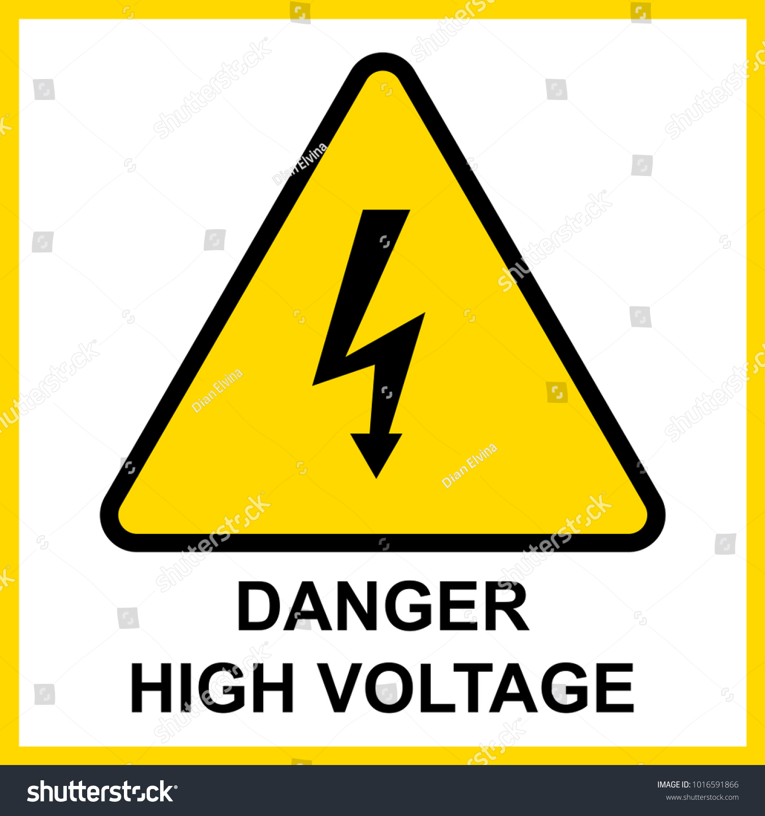 Danger High Voltage Sign Vector Stock Vector (Royalty Free) 1016591866